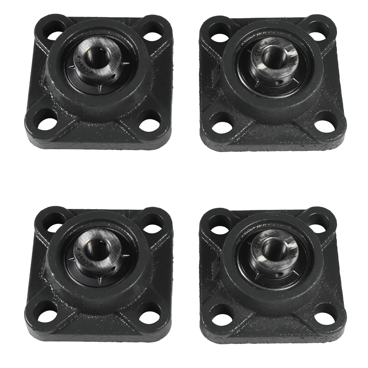 HQRP 4-Pack UCF201-8 Pillow Block Bearing 1/2 inch Bore, 4-Bolt Flange Mounted, Solid Base, Self ...