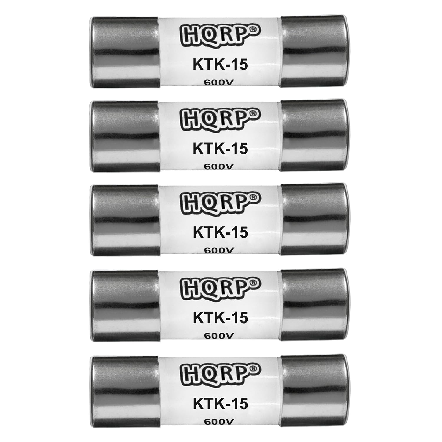 HQRP 5-Pack KTK-15 Midget Fast-Acting Digital Multimeter Fuse 15 A 600V 100kA IR Replacement for ...