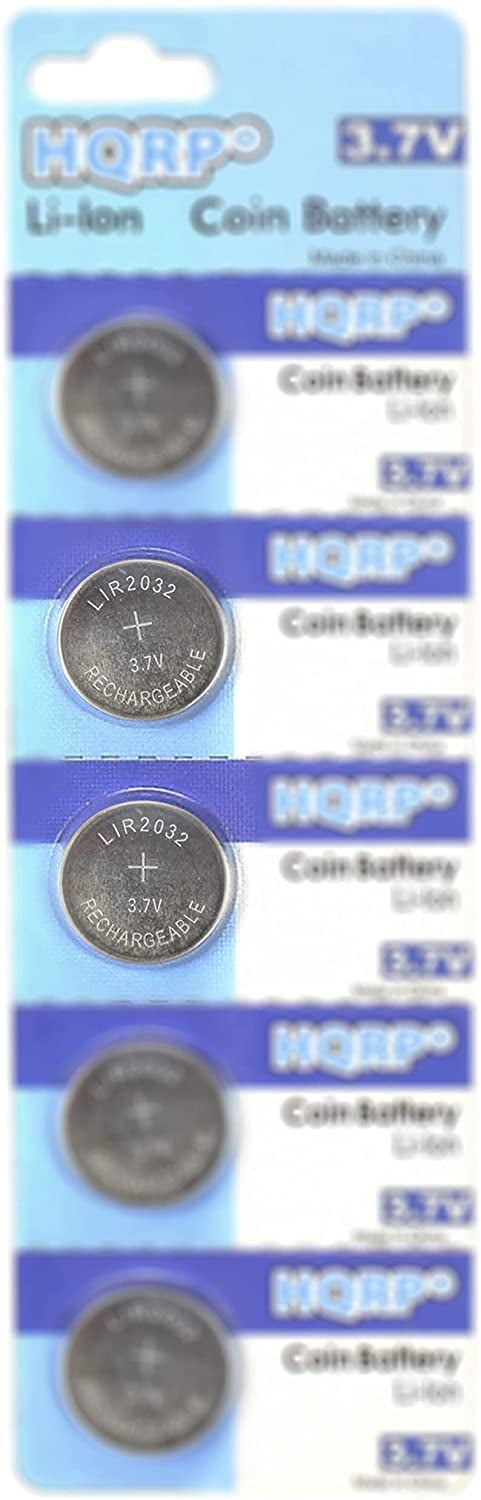 HQRP 5-Pack LIR2032 3.7V Lithium-Ion Rechargeable Coin Cell Battery for ...