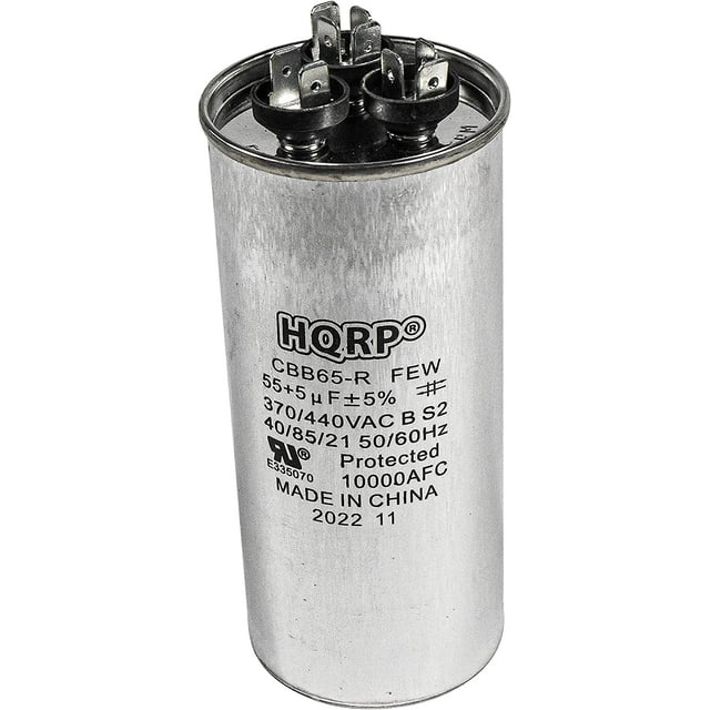 HQRP 55uf 5uf 370-440V Dual Run Capacitor Works with CBB65 AC Electric ...