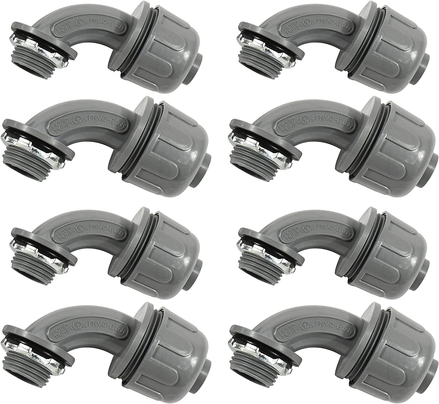 HQRP 8-Pack 1/2-Inch Nonmetallic Plastic Liquid Tight Connector 90 ...