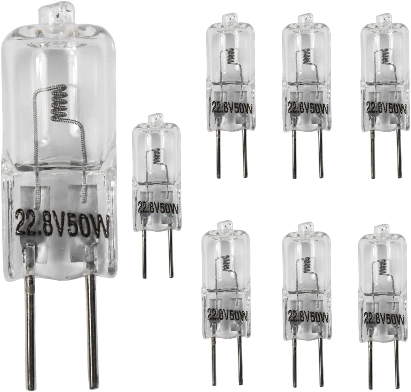 HQRP 8-Pack 22.8V 50W Halogen Bulb G6.35 Bipin Base Lamp Compatible ...