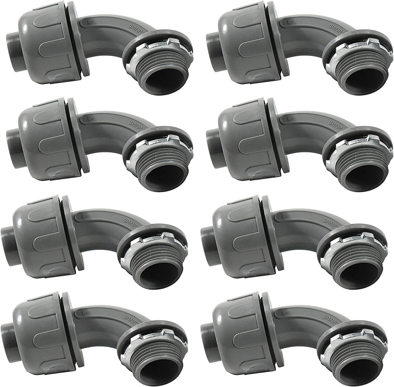 HQRP 8-Pack 3/4-Inch Nonmetallic Plastic Liquid Tight Connector 90 ...