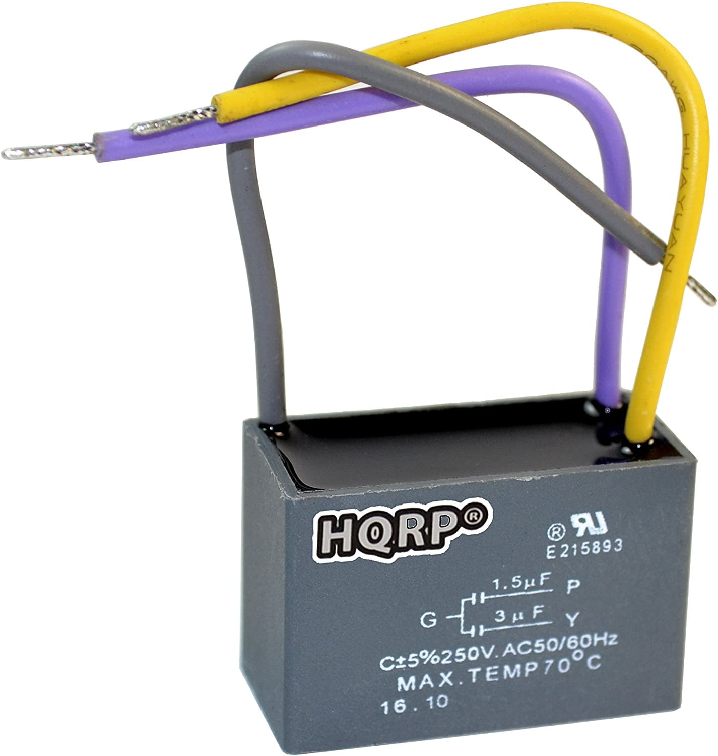 HQRP Replacement Motor Capacitor for Hampton Bay Ceiling Fan, 1.5uf+3uf ...