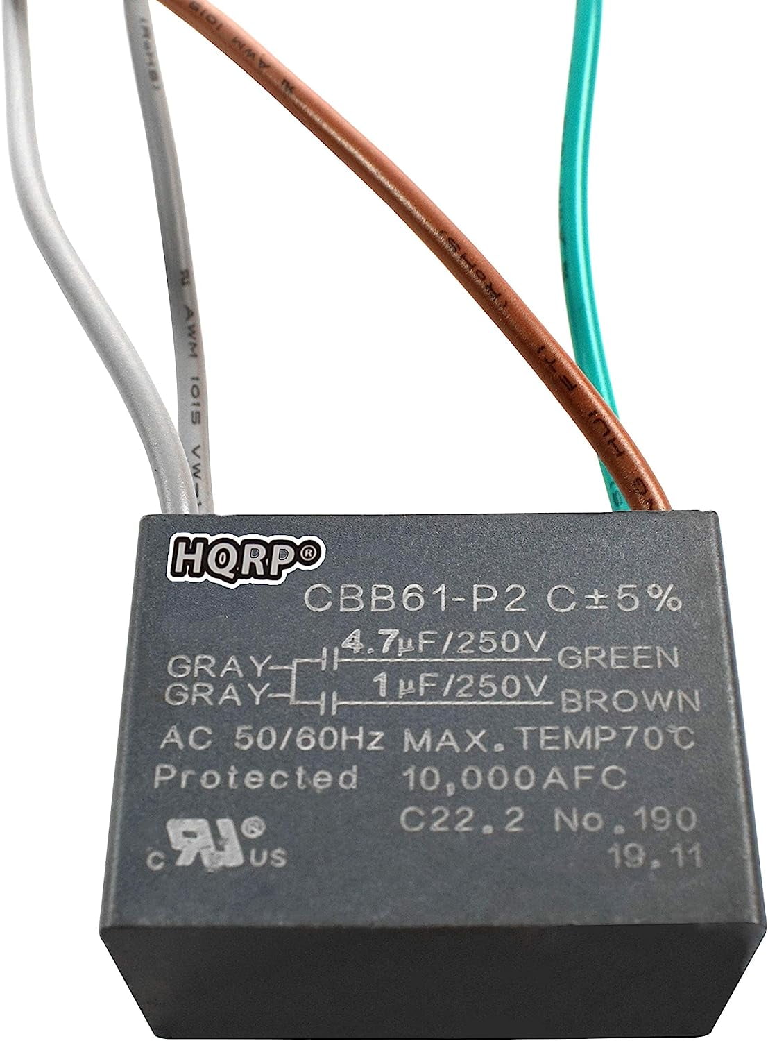 HQRP Capacitor fits Hampton Bay Ceiling Fan CBB61 4.7uf+1uf 4-Wire ...