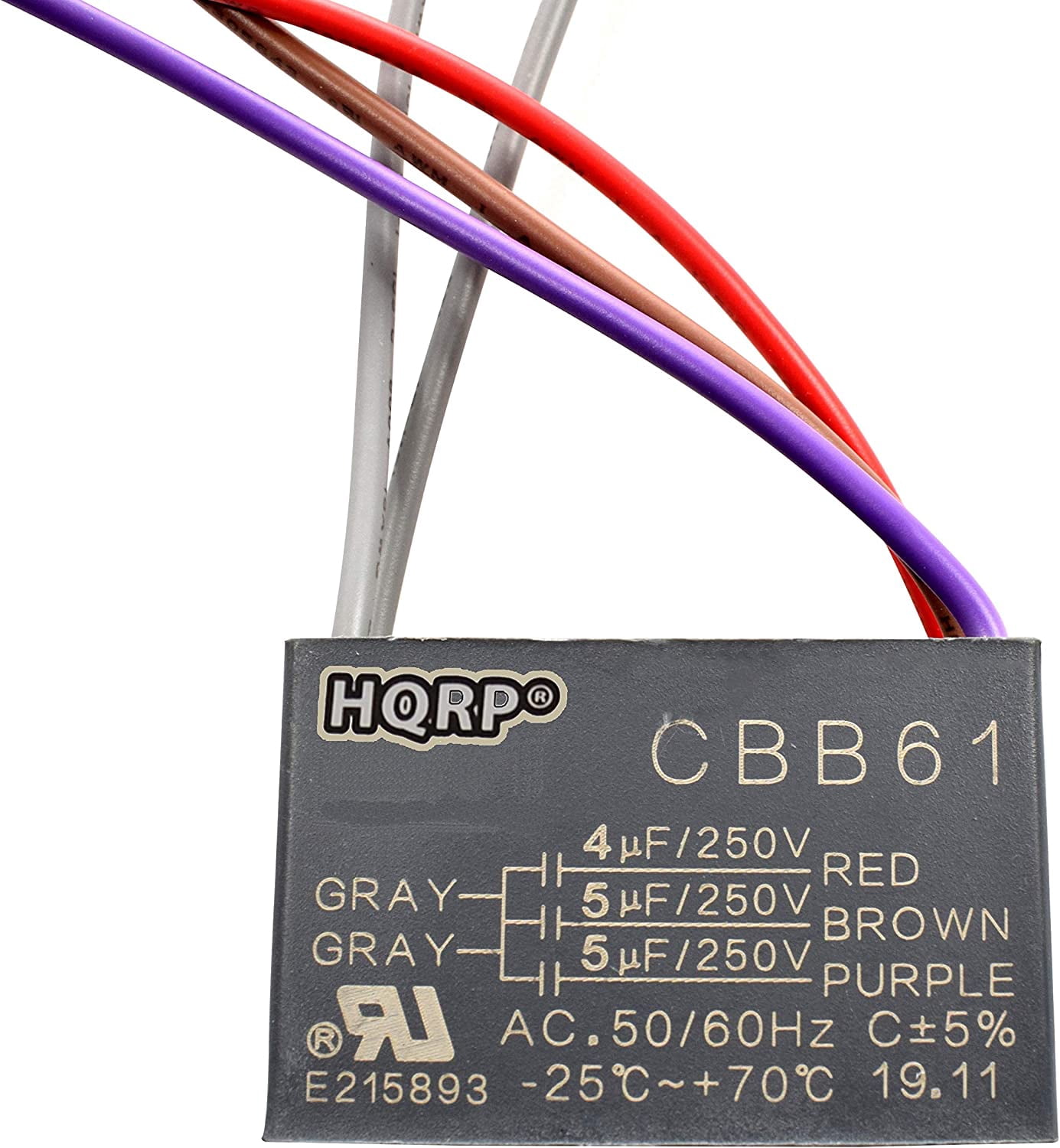 HQRP Ceiling Fan Capacitor CBB61 4uf+5uf+5uf 5-Wire - Walmart.com