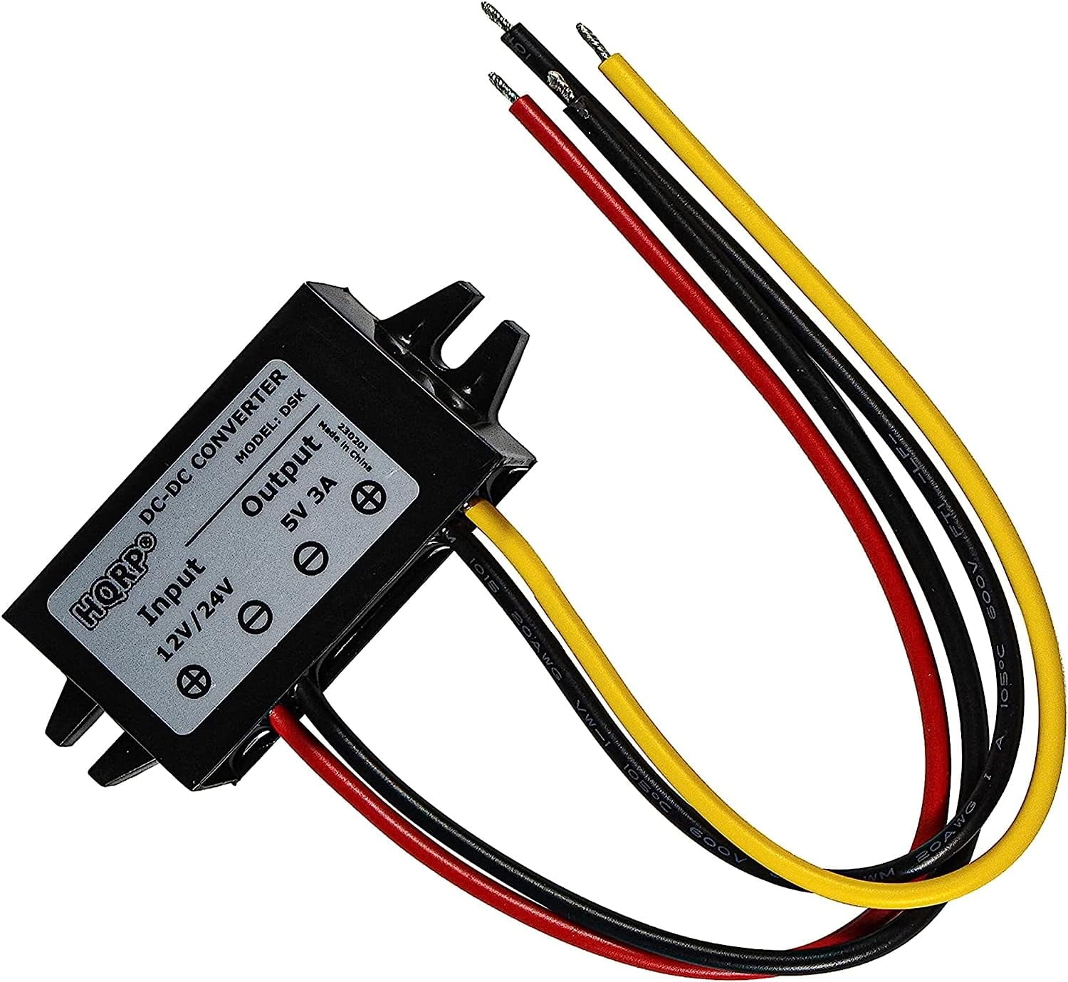 HQRP DC-DC Step Down Converter 12/24V to 5V 3A 15W with Open Wire ...