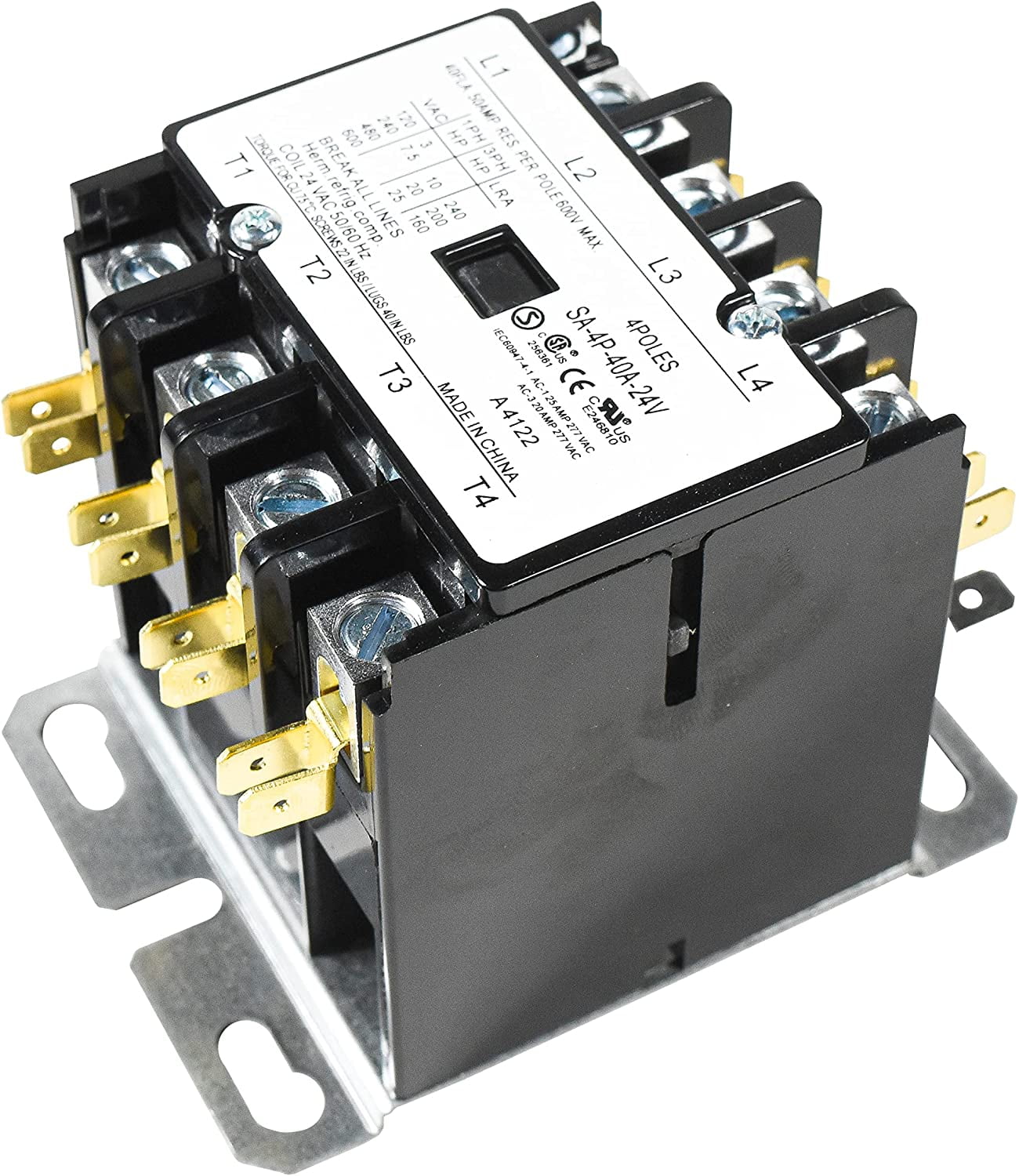 HQRP Four Pole / 4-Pole 40 Amp Coil 24-Volt AC Contactor HVAC ...