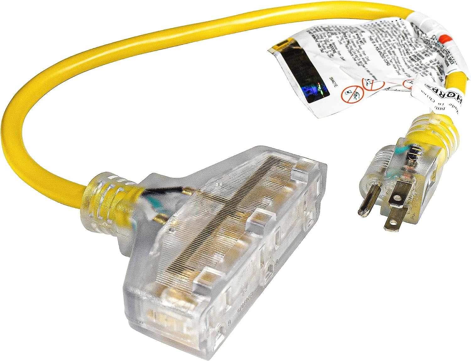 HQRP Lighted 3-Prong Extension Cord USA Outlet 12AWG Heavy Duty Indoor ...