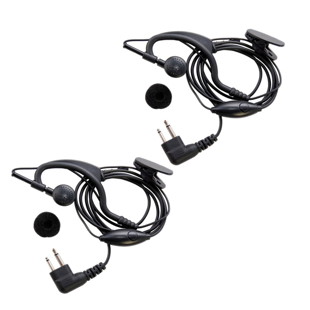 HQRP Set: 2PCS 2-Pin External Ear Loop Hands Free with Push-to-Talk ...