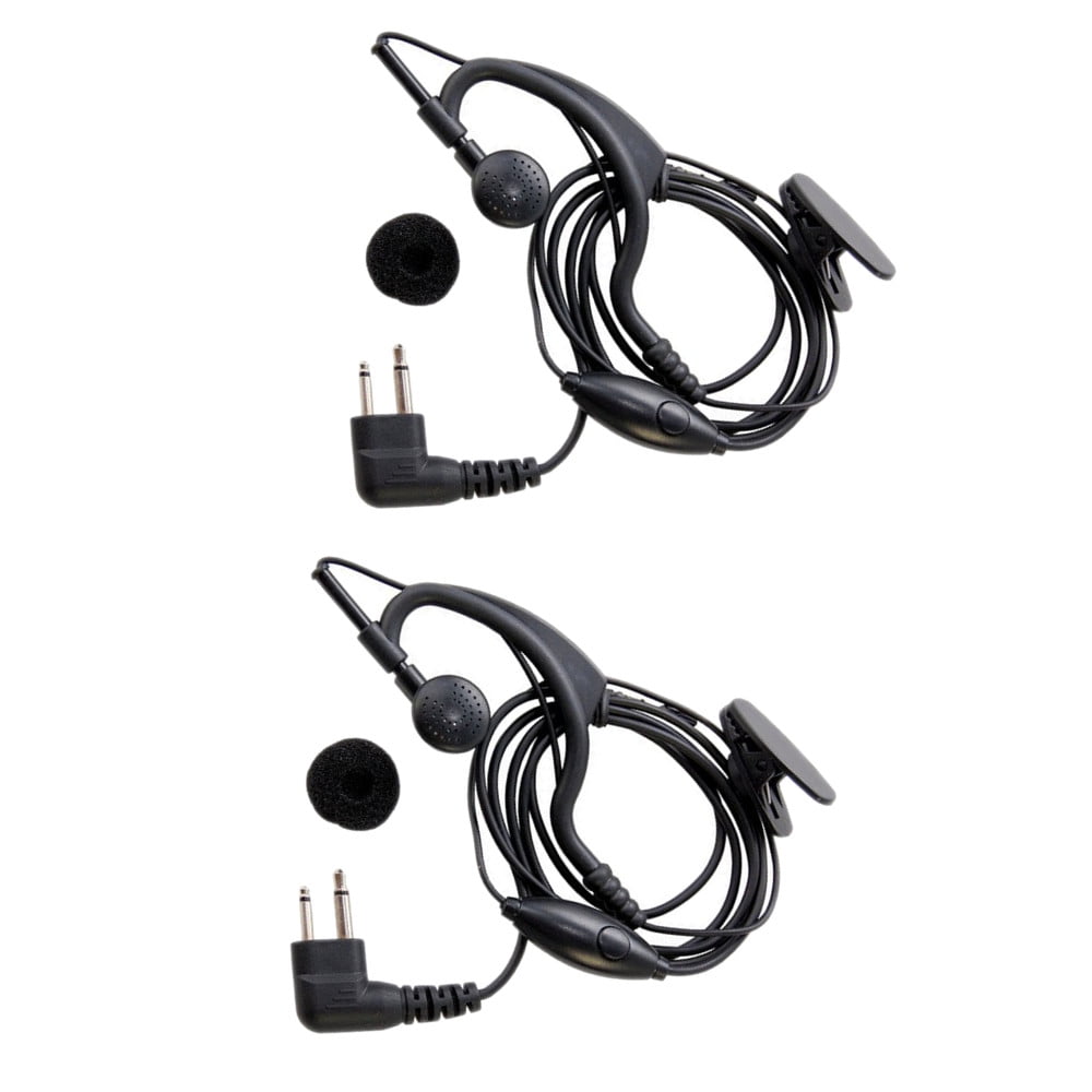 HQRP Set: 2PCS 2-Pin External Ear Loop Hands Free with Push-to-Talk ...