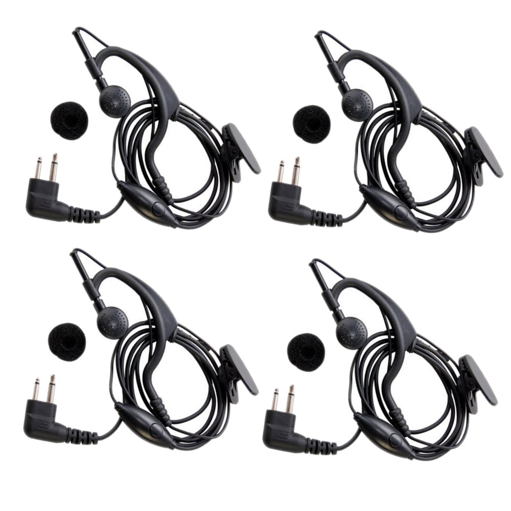 HQRP Set: 4PCS 2-Pin External Ear Loop Hands Free with Push-to-Talk ...