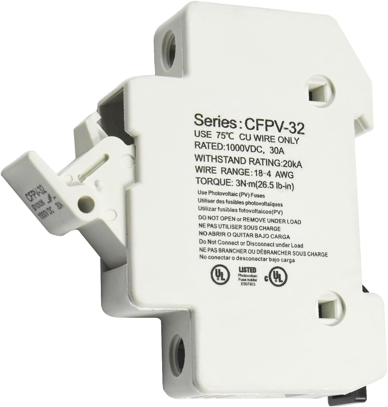 HQRP Solar Photovoltaic CFPV-32 10x38mm Fuse Holder, 1-32Amp, 1000VDC ...
