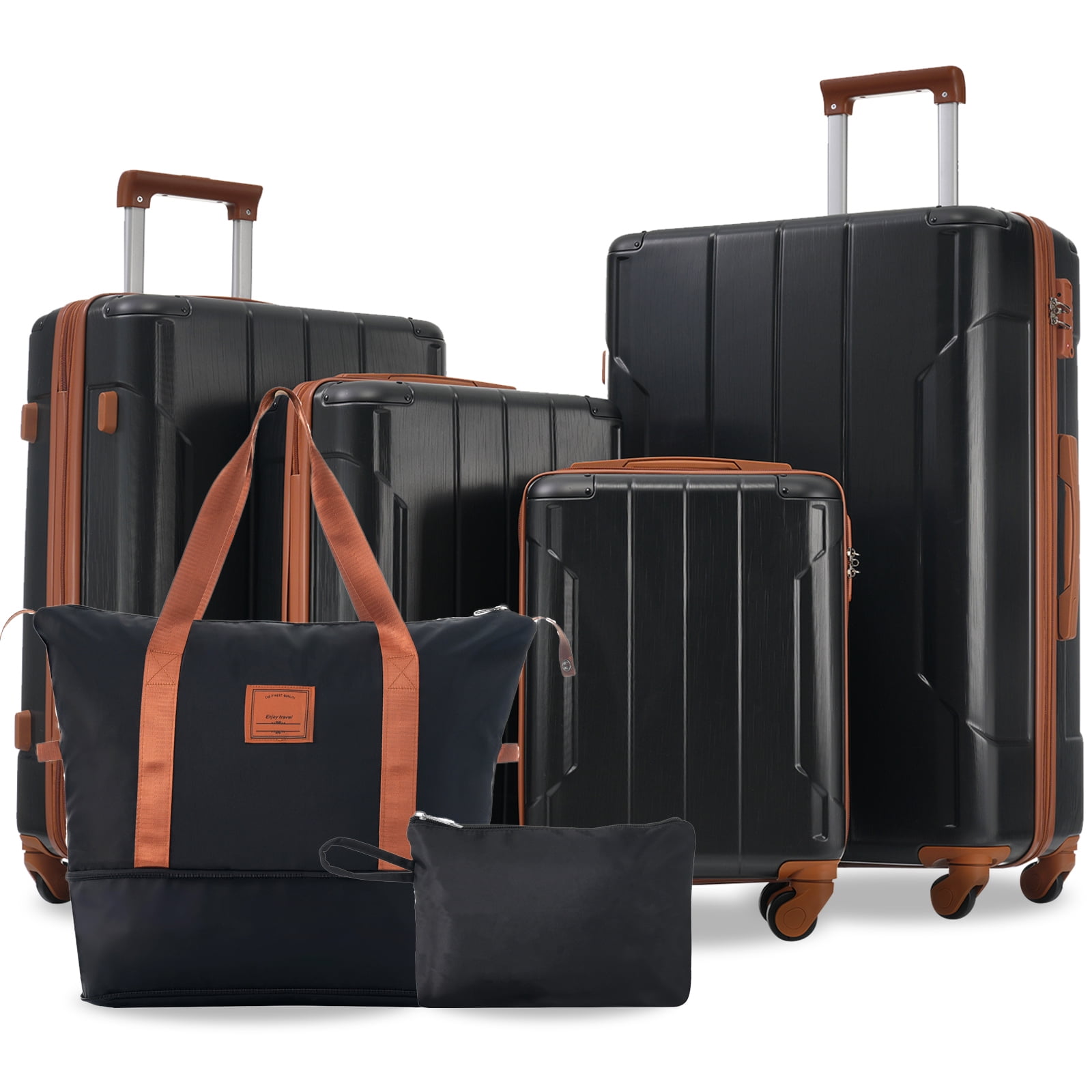 HQZX 6 Piece Suitcase Set,Expandable Lightweight Luggage with Wheels ...