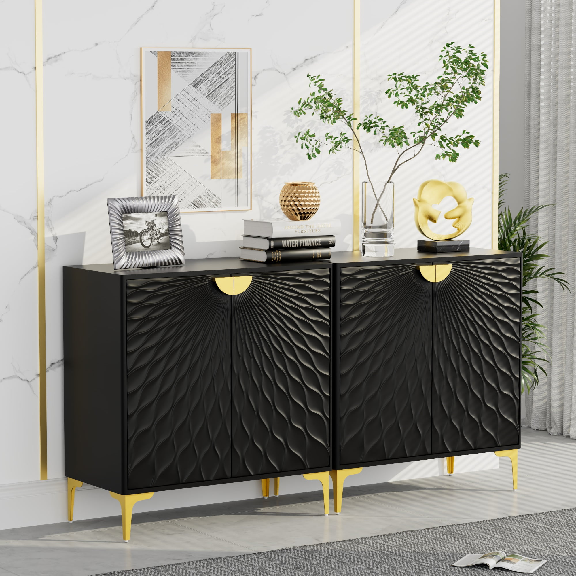 HQZX New Accent Cabinet with 2 Door Storage,Adjustable Shelves,Carved ...