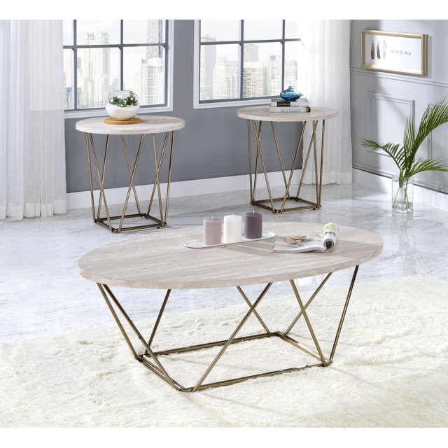 HQZX Modern 3-piece Dining Table Set, Small Coffee Table, Imitation ...
