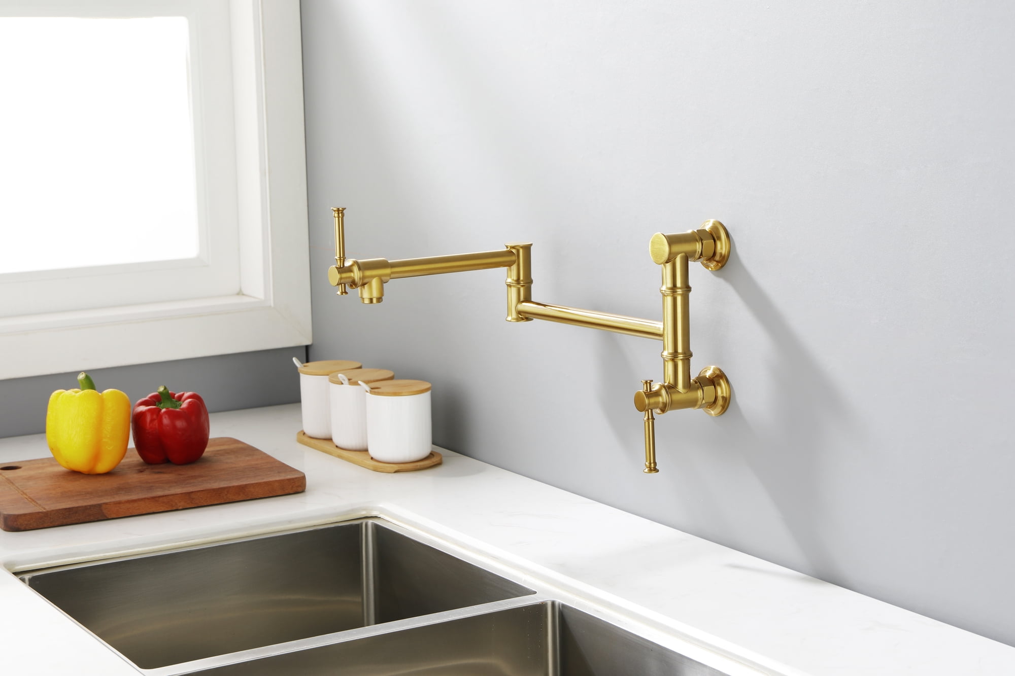 HQZX Modern Brass Wall Mounted Extended Folding Faucet, Free-swivel Pot ...