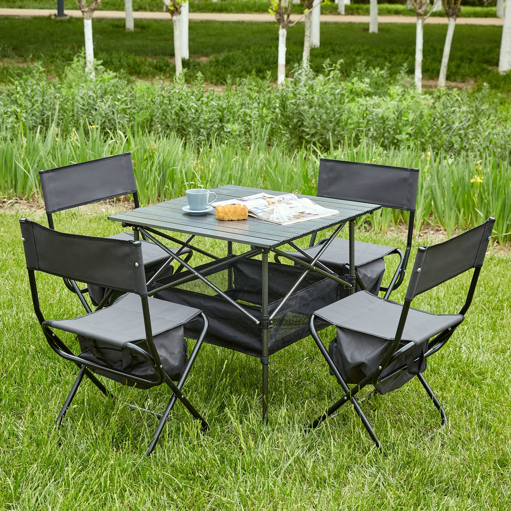 HQZX metal of 5 Folding Outdoor Table and Chairs Set for Outdoor ...