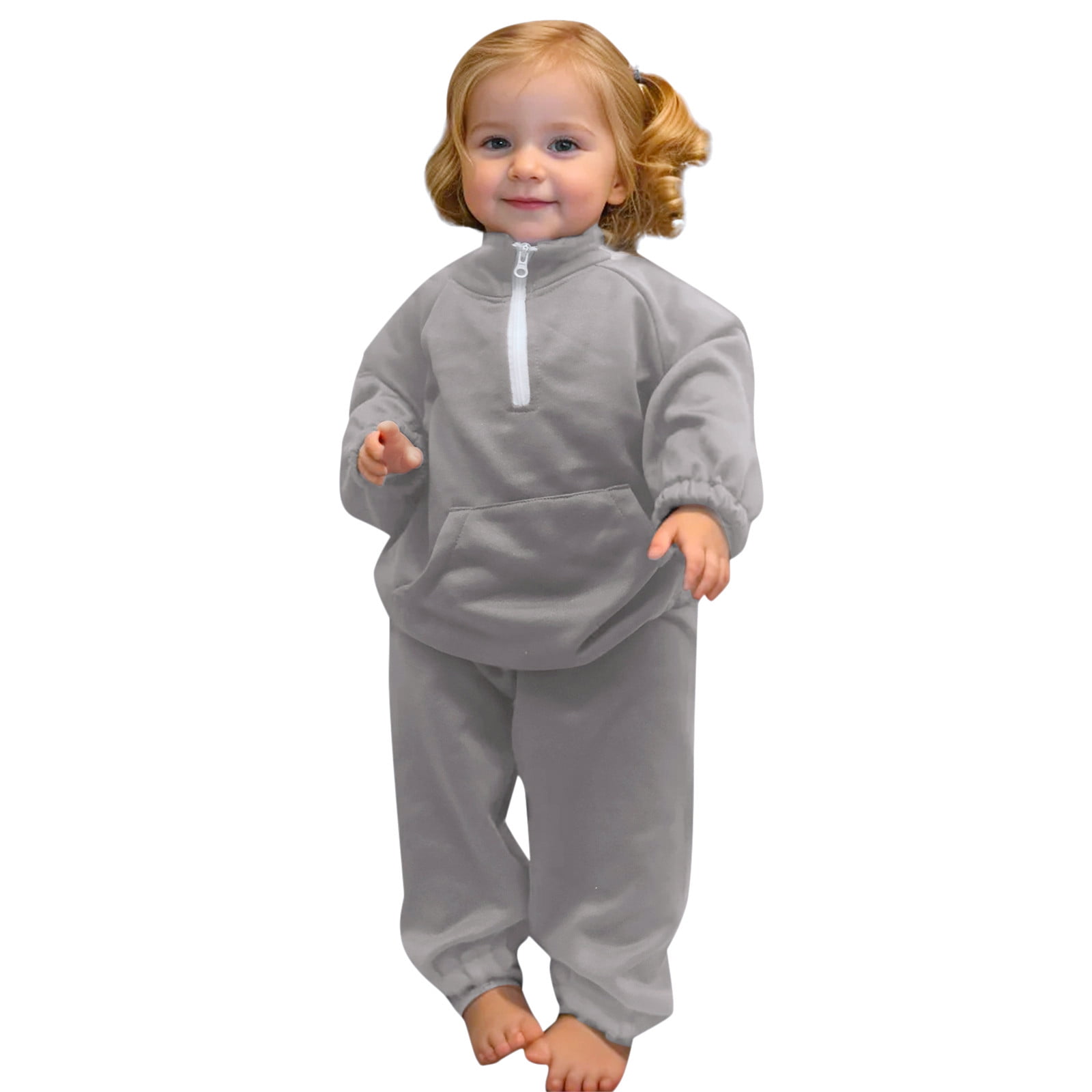 HQiJIAN Toddler Boys Girls Long Sleeve Solid Shirt Tops And Pants 2PCS ...