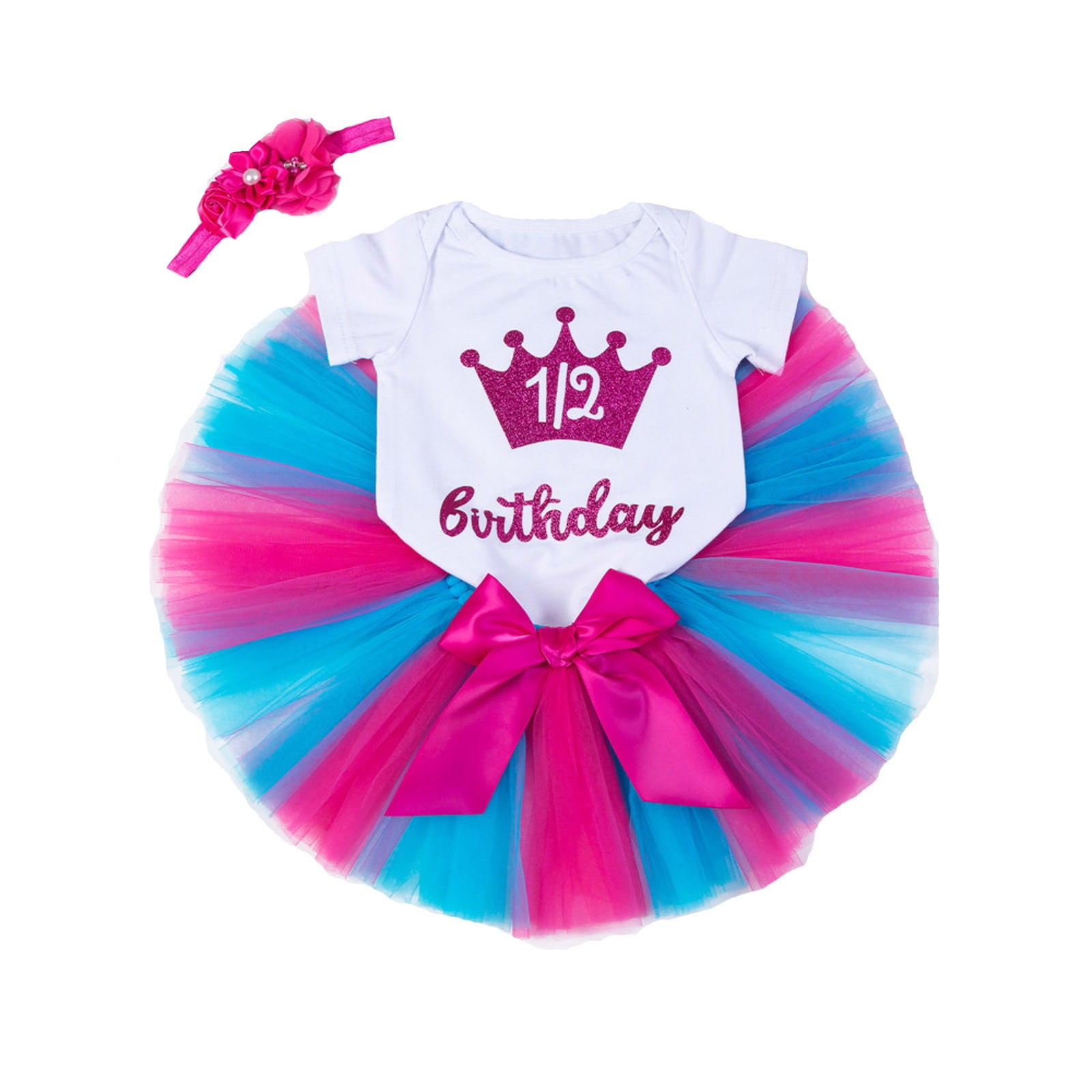 HQiJIAN Summer Girl Clothes Girls Cute Net Dress Set Birthday Rainbow ...