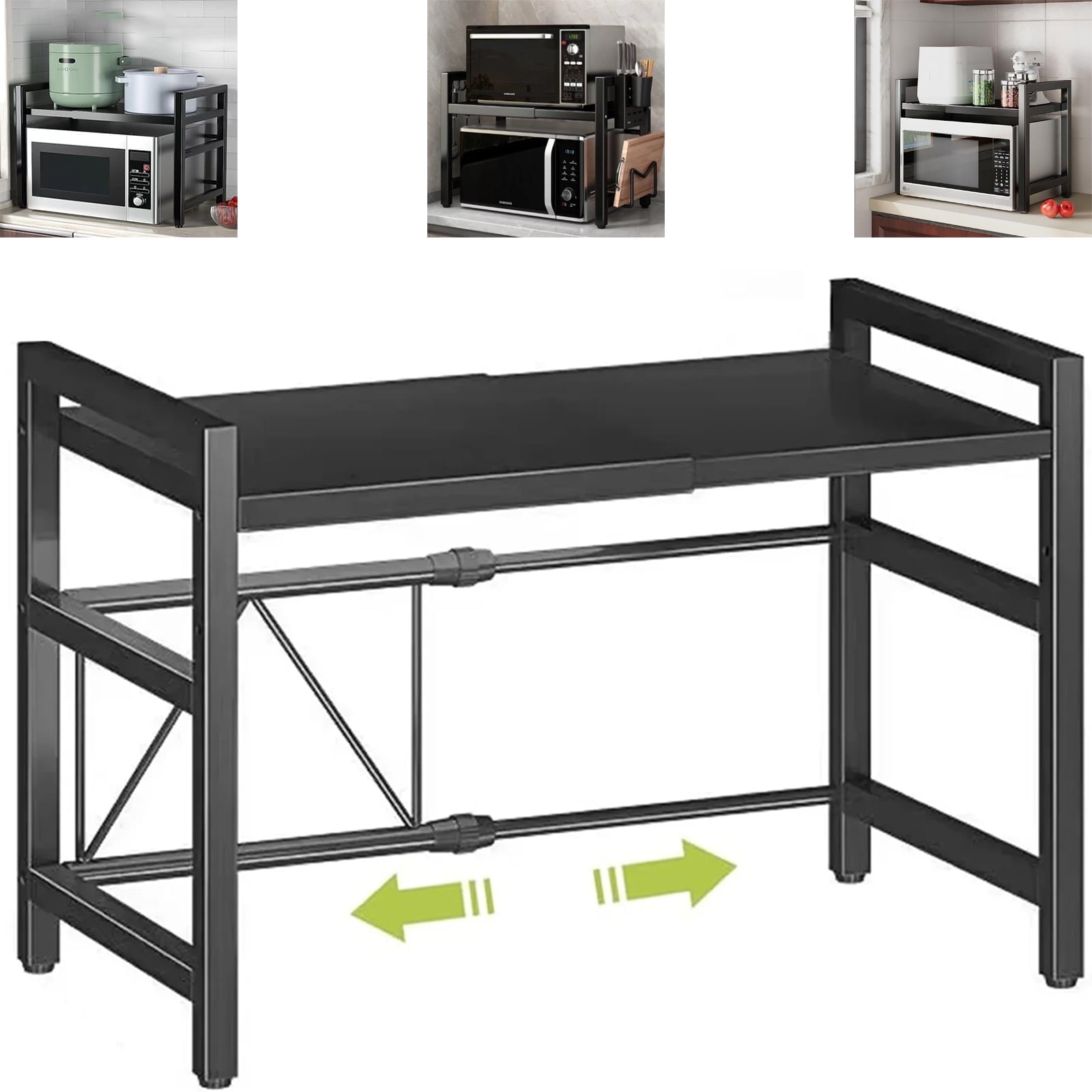 HQinX Microwave Oven Rack,Expandable Microwave Stand, Carbon Steel ...