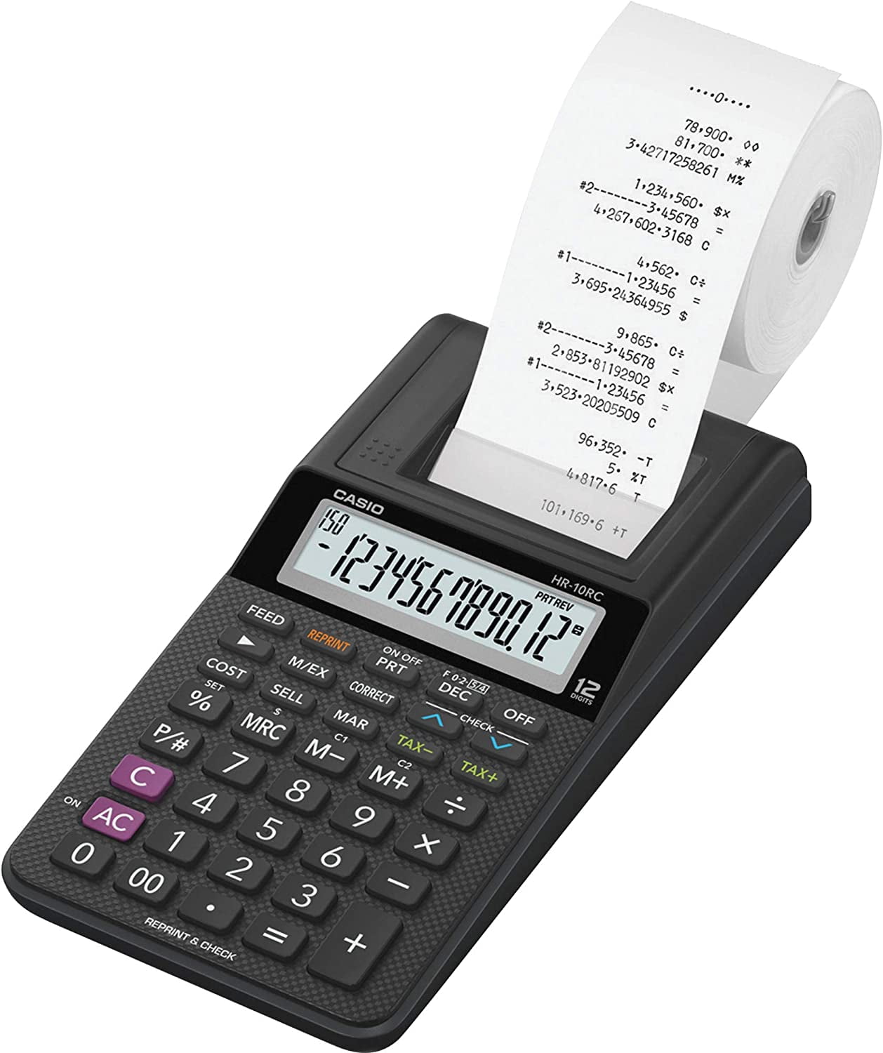 HR-10RC Mini Desktop Printing Calculator | Portable | 12-Digit Display ...