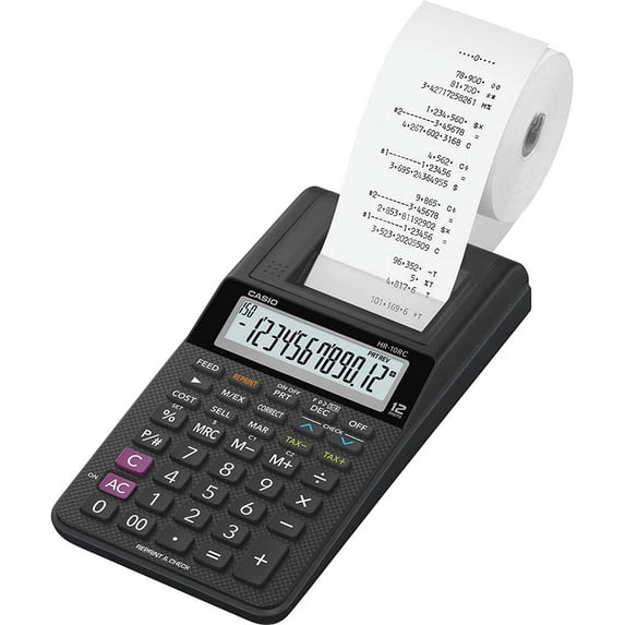 HR-10RC Mini Desktop Printing Calculator | Portable | 12-Digit Display ...