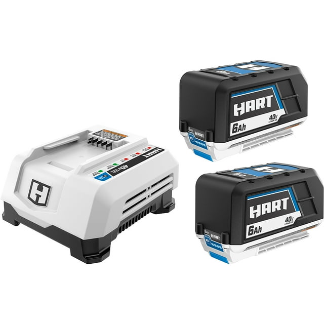 HART Lithium-Ion 40V 6.0Ah Batteries (2 Pack) with 6A Rapid Charger ...