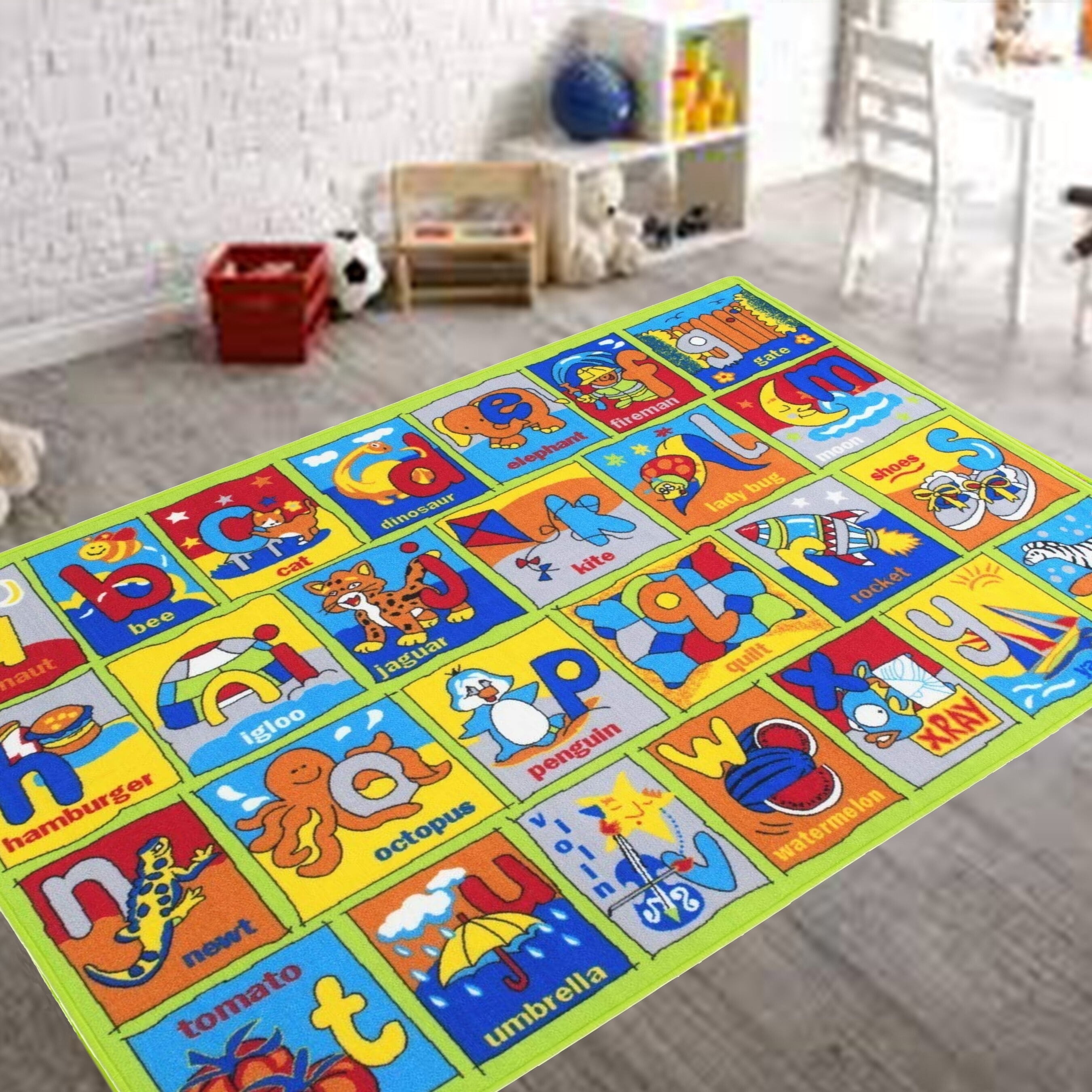HR ABC Rugs Kids Educational Play mat for School / Nursery Non-Slip 4 ...