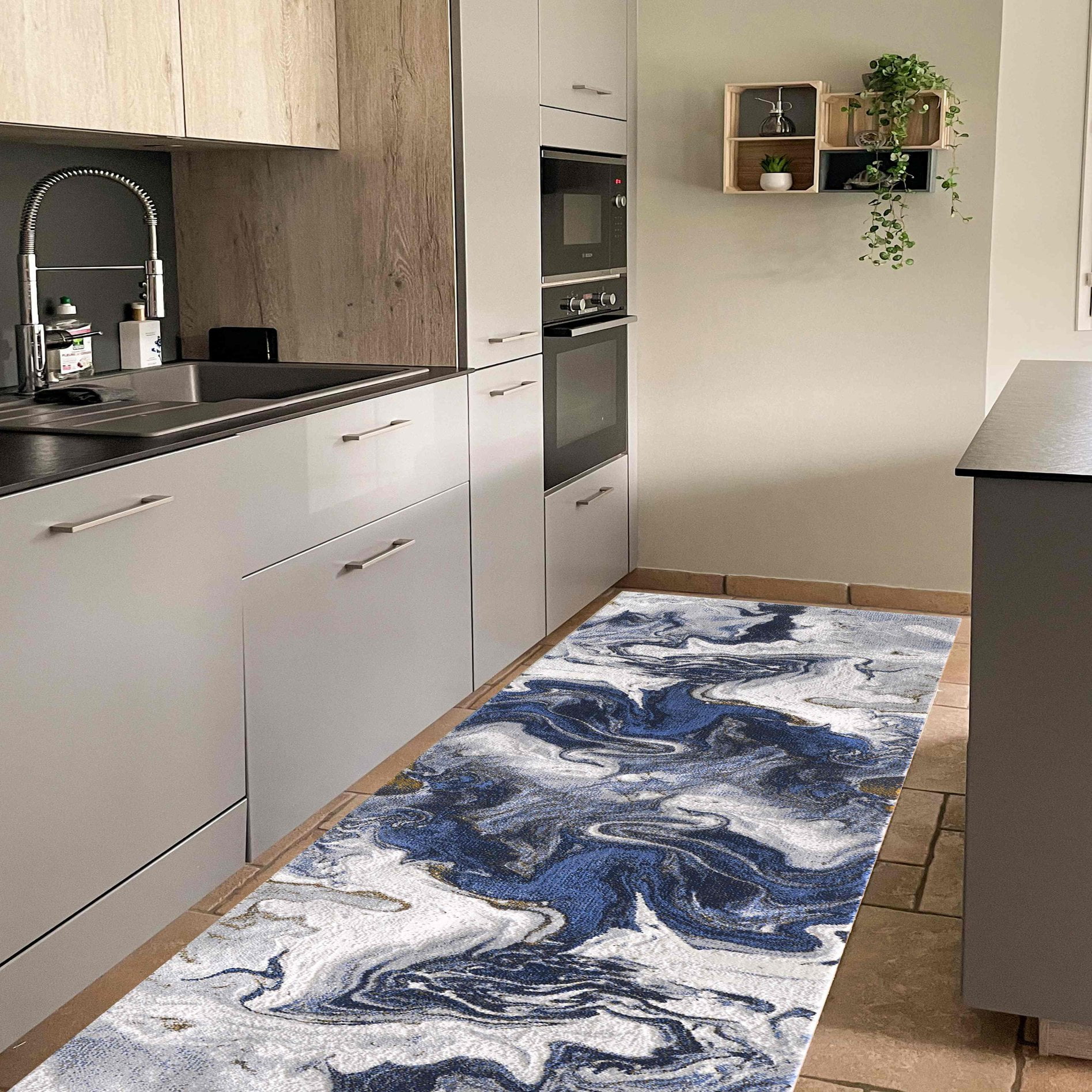 HR Abstract Rugs Boho abrash Rugs Marble Theme Gold Gray Navy Blue Bone ...