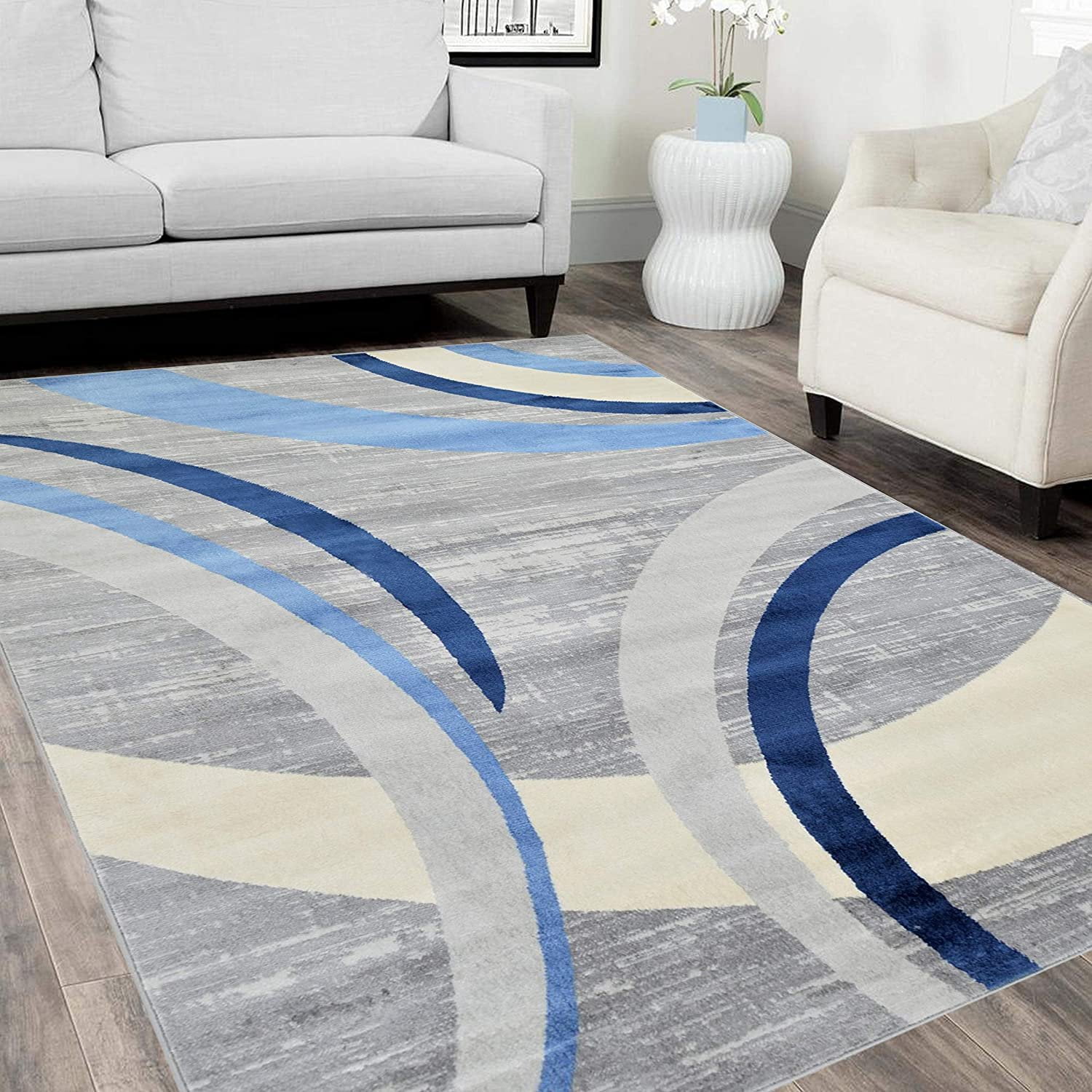 HR Abstract Rugs Luxury Livingroom Carpet Modern Contemporary 8a10 Blue ...