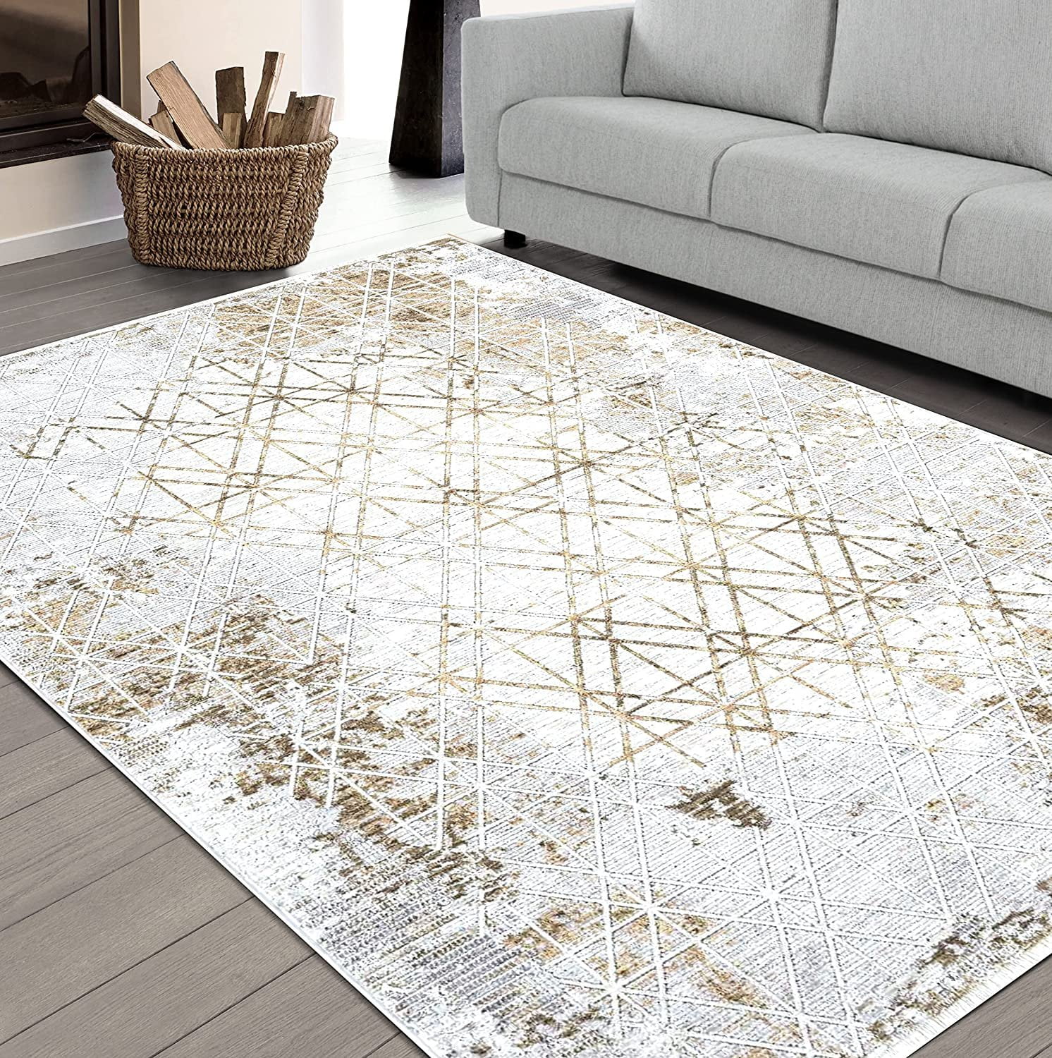 HR Area Rug Marble Rug Gold Floor Mat Thin, Soft Rug Abstract Carpet ...