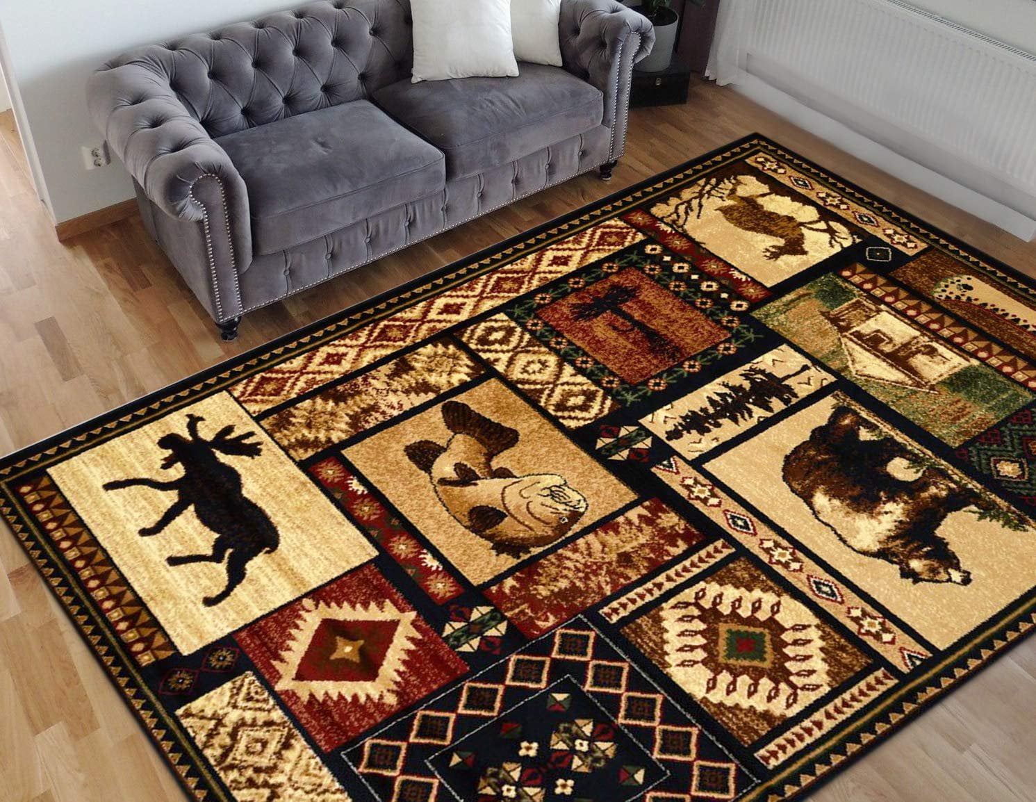 HR-Cabin Collection 906-Nature and Animals Area Rug 5.2 by 7 ...