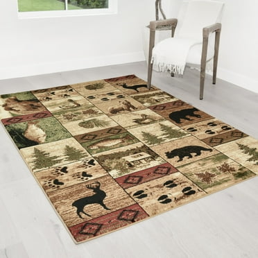 Handcraft Rugs Cabin Rug Lodge, Cabin Nature and Animals Area Rug ...