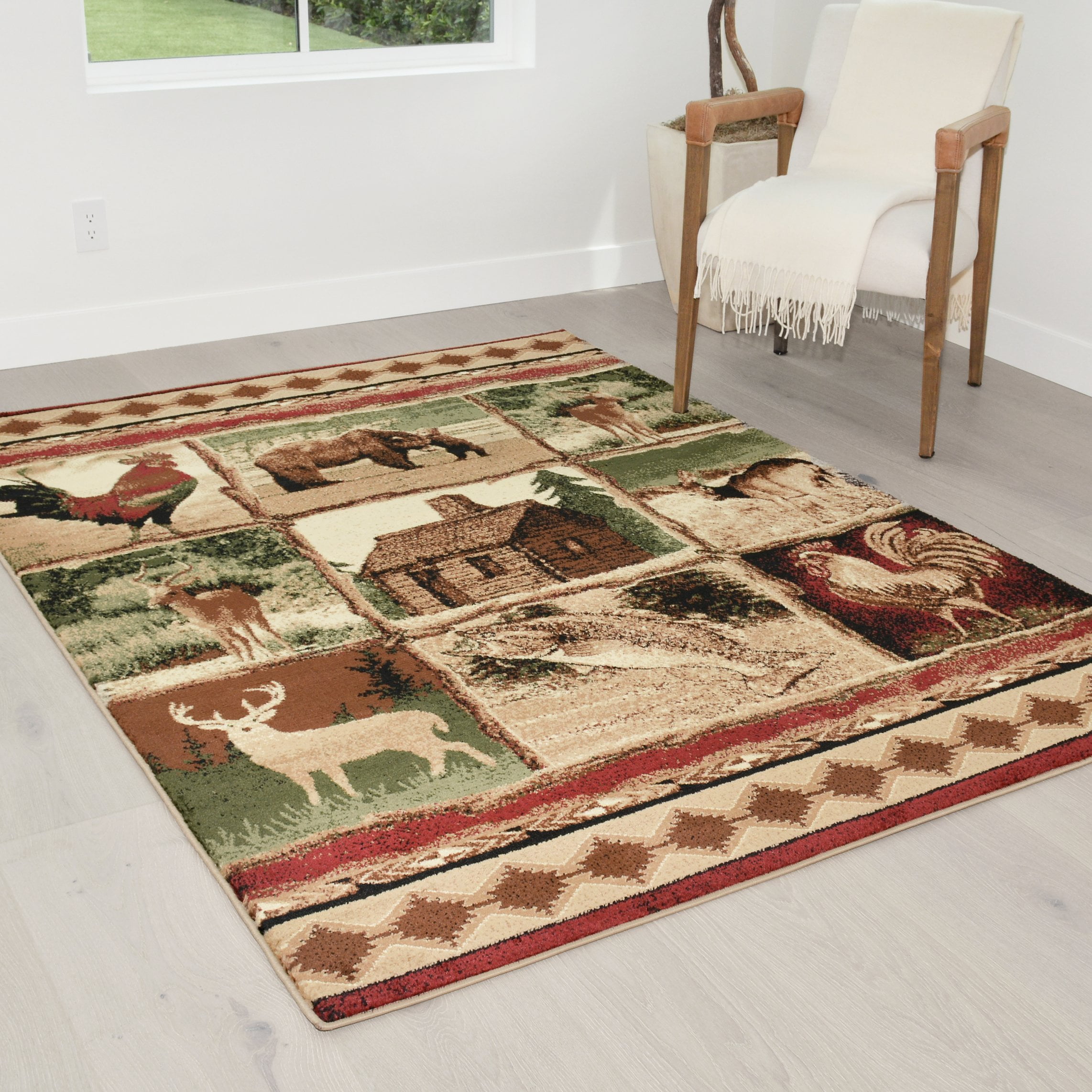 HR-Cabin Collection 908-Rooster Rugs3.8 by 5.1Contemporary Geometric ...