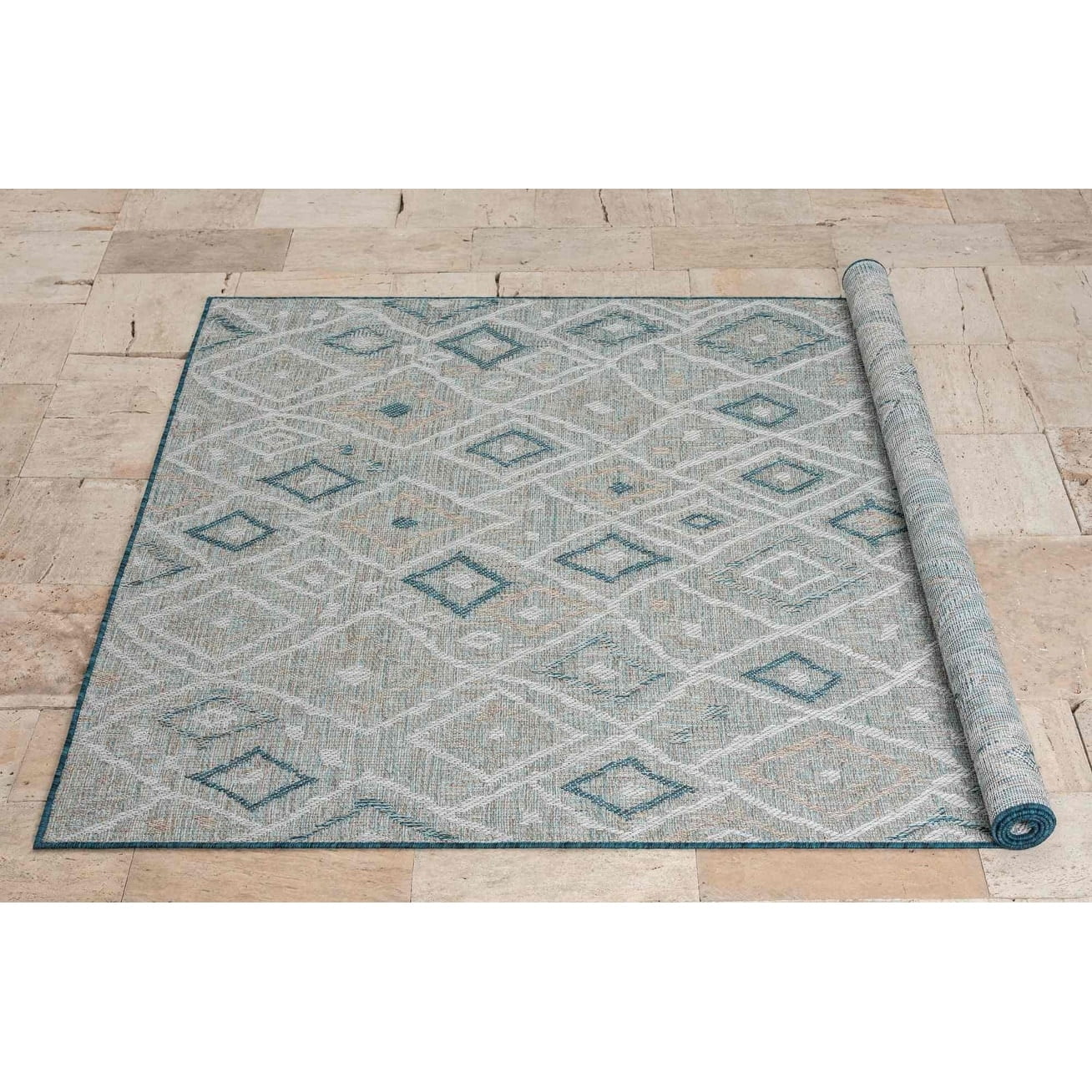 HR Diamond & Moroccan Pattern Outdoor Rug Waterproof, Mold/Stain/Fade ...
