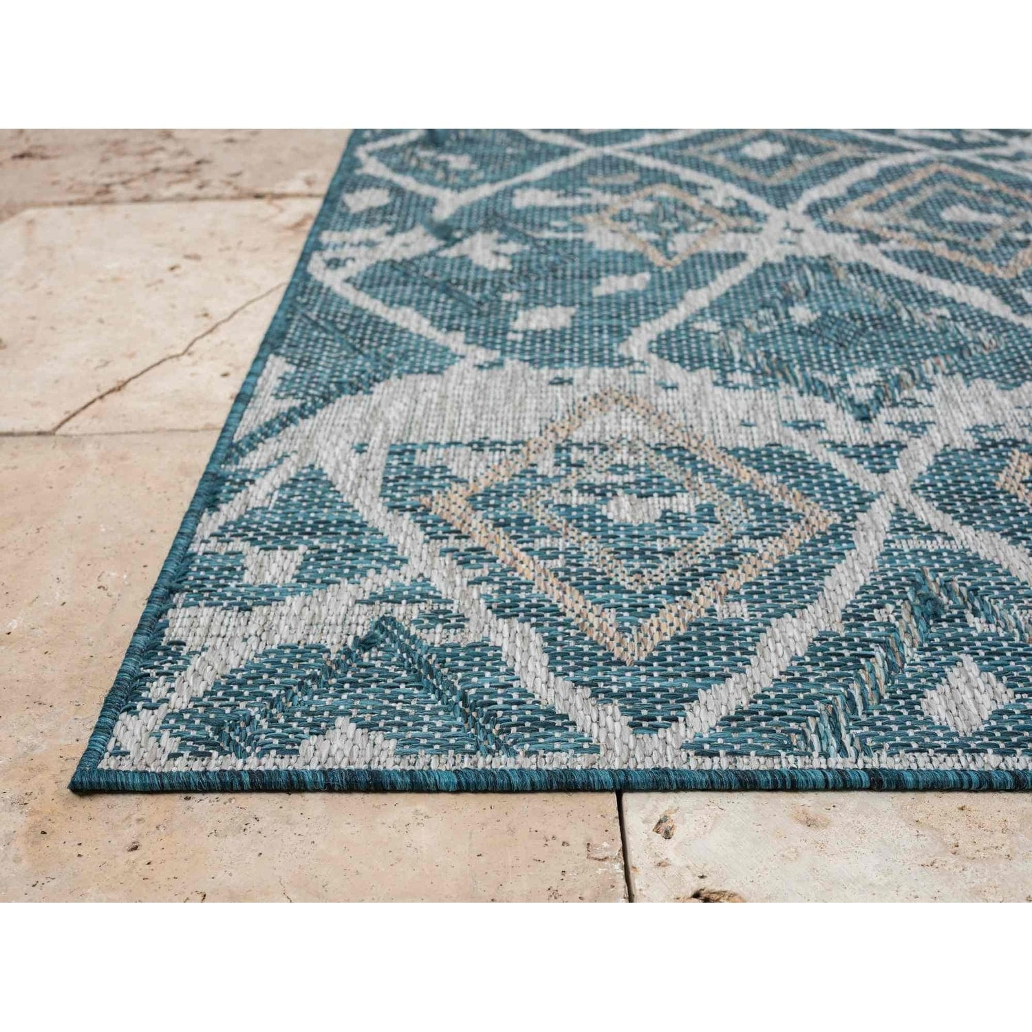 HR Diamond & Moroccan Pattern Outdoor Rug Waterproof, Mold/Stain/Fade ...
