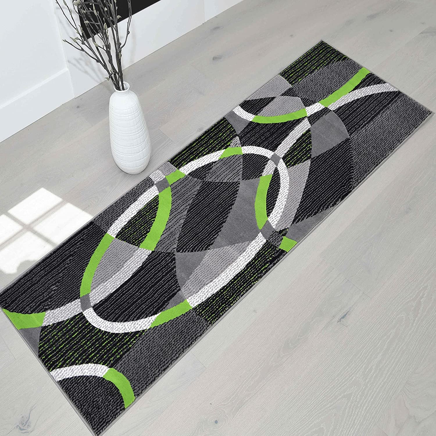 HR-Electric Green e/Gray/Silve/Black/Abstract Area Rug Modern ...