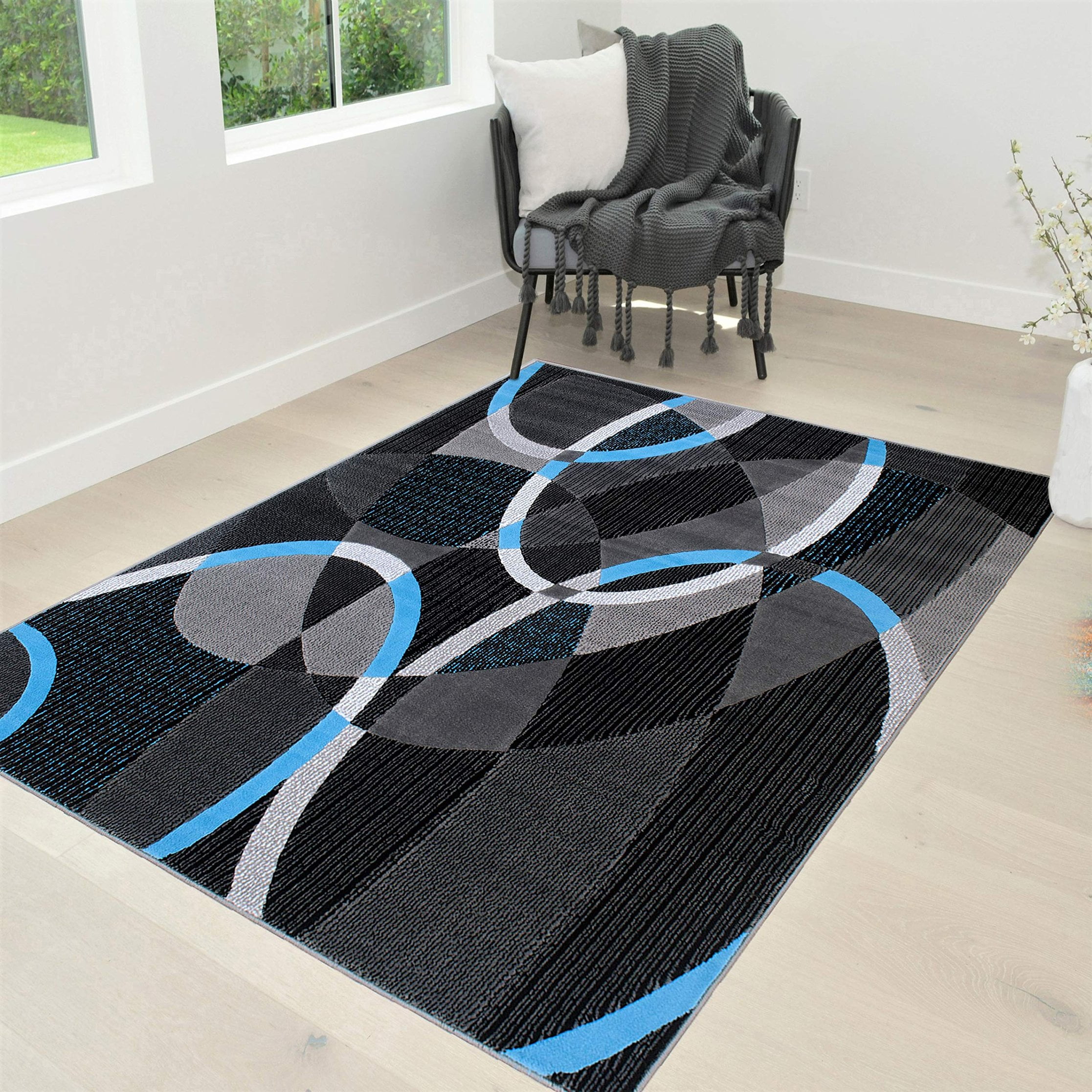 HR-Electric Green e/Gray/Silve/Black/Abstract Area Rug Modern ...