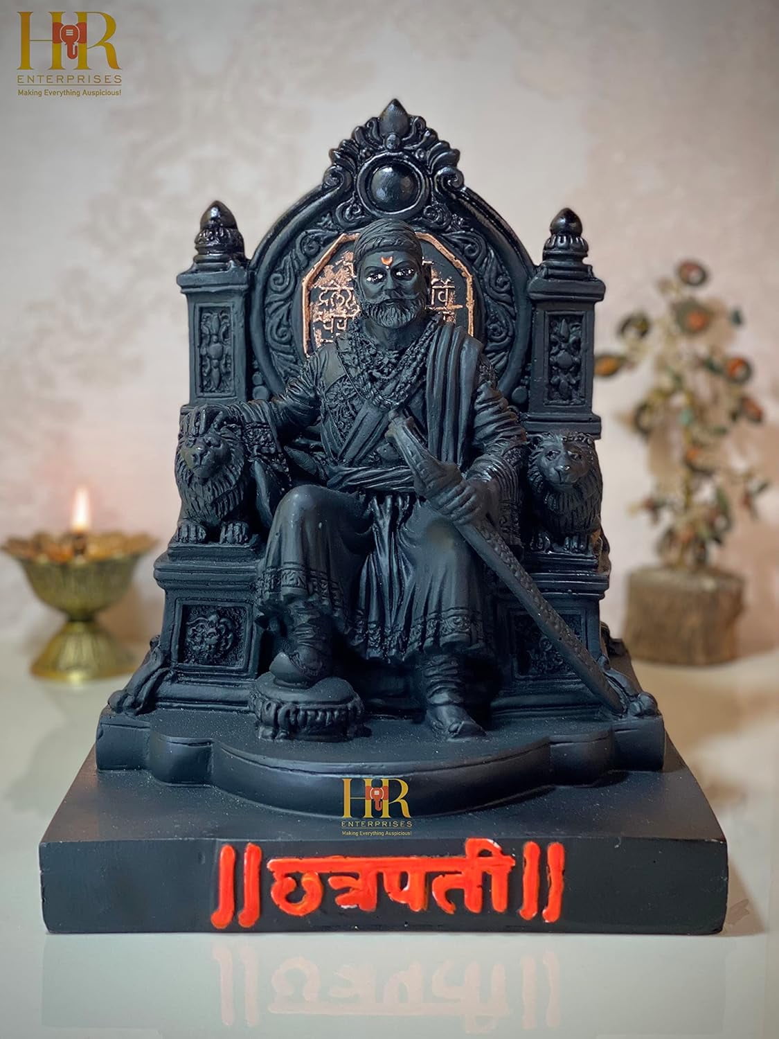 HR Enterprises Black 905 SM Chhatrapati Shivaji Maharaj Statue Shivaji maharaj Murti for Home ...