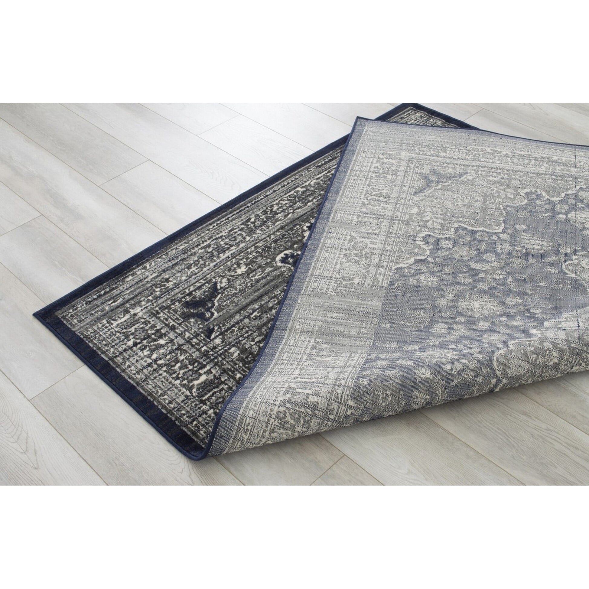 HR Floral Pattern Distressed Modern Vintage Area Rug Midnight Blue - 8 ...