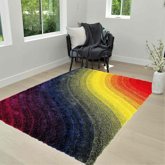 HR HANDCRAFT RUGS, Colorful Rainbow Area Rug 5X7 Rugs for Living Room ...