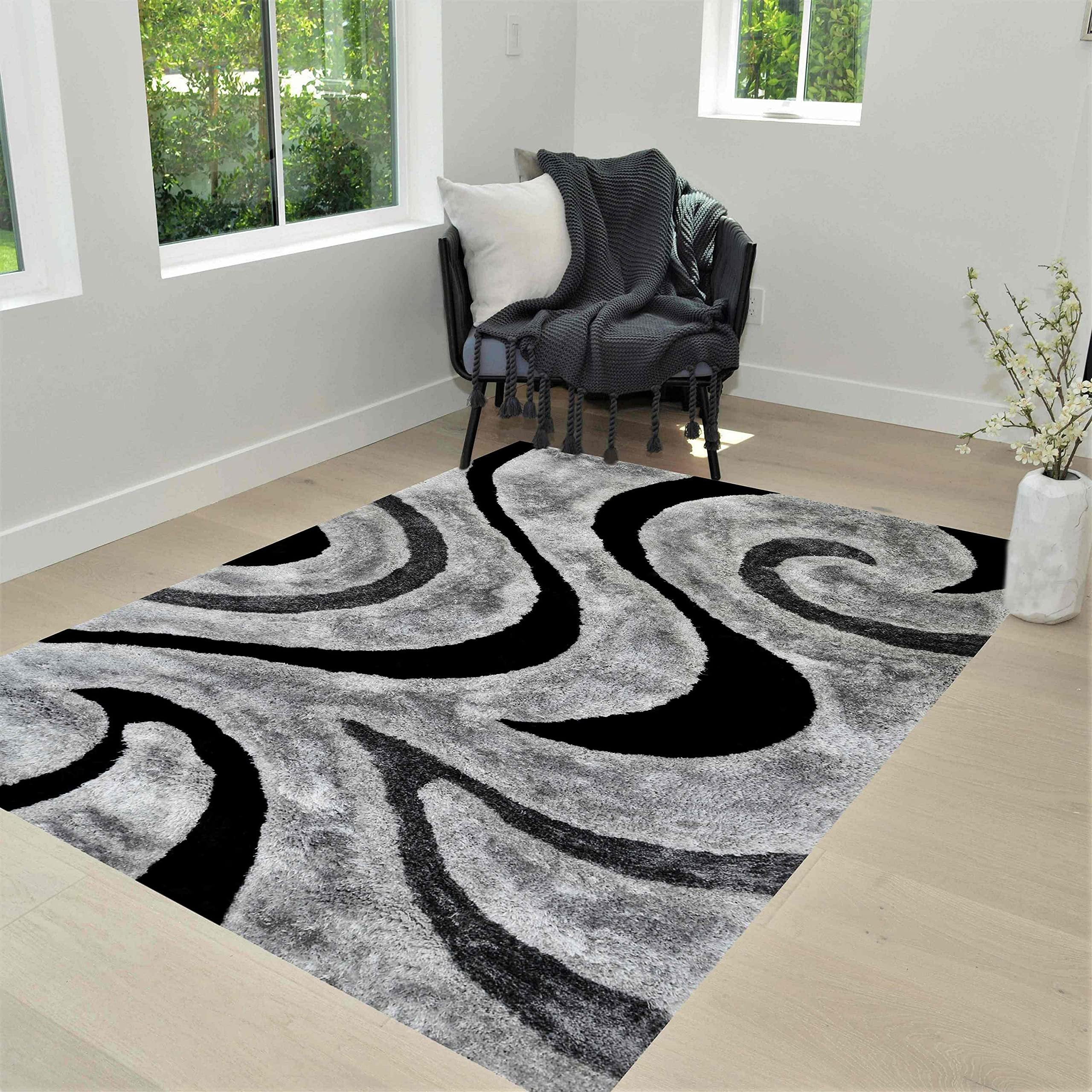 HR HANDCRAFT RUGS, Gray shag Rug 8x10 for Living Room Decor 2021 Rug ...