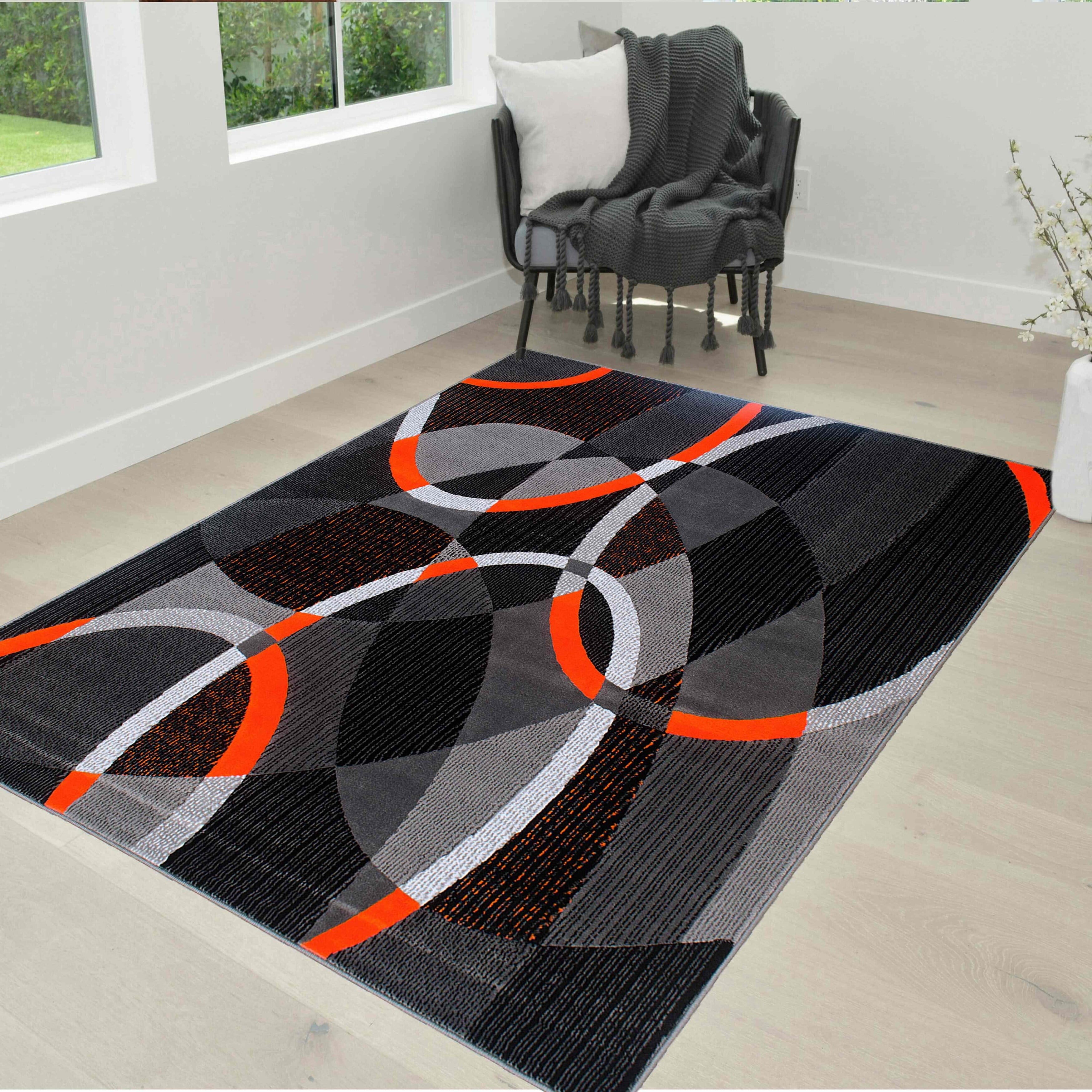 HR HANDCRAFT RUGS HR Abstract Rug Contemporary Oval, and Circle Pattern ...
