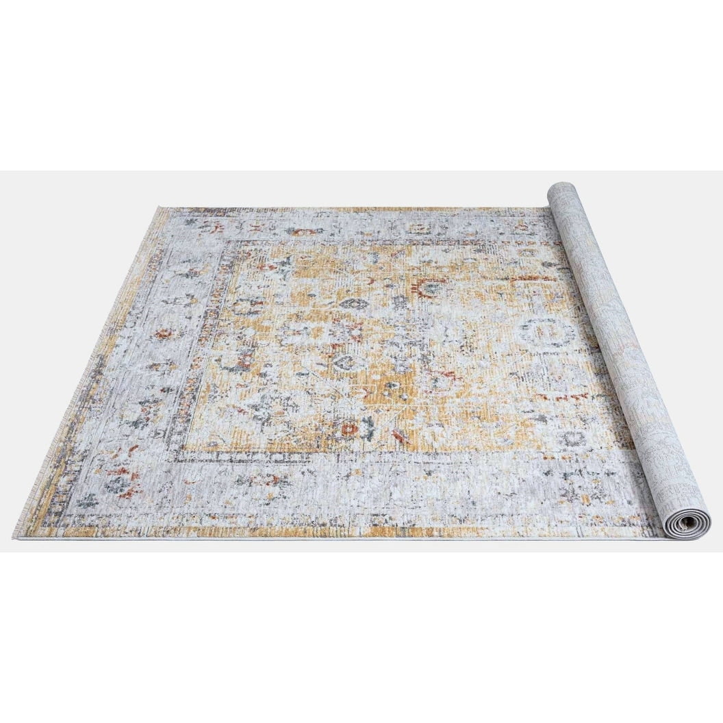 HR HANDCRAFT RUGS HR Area Rug Vintage Thin and Soft Rug Floral Print ...