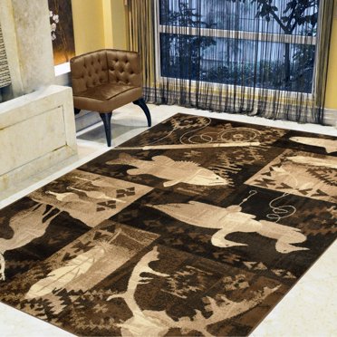 Handcraft Rugs Cabin Rug Lodge, Cabin Nature and Animals Area Rug ...