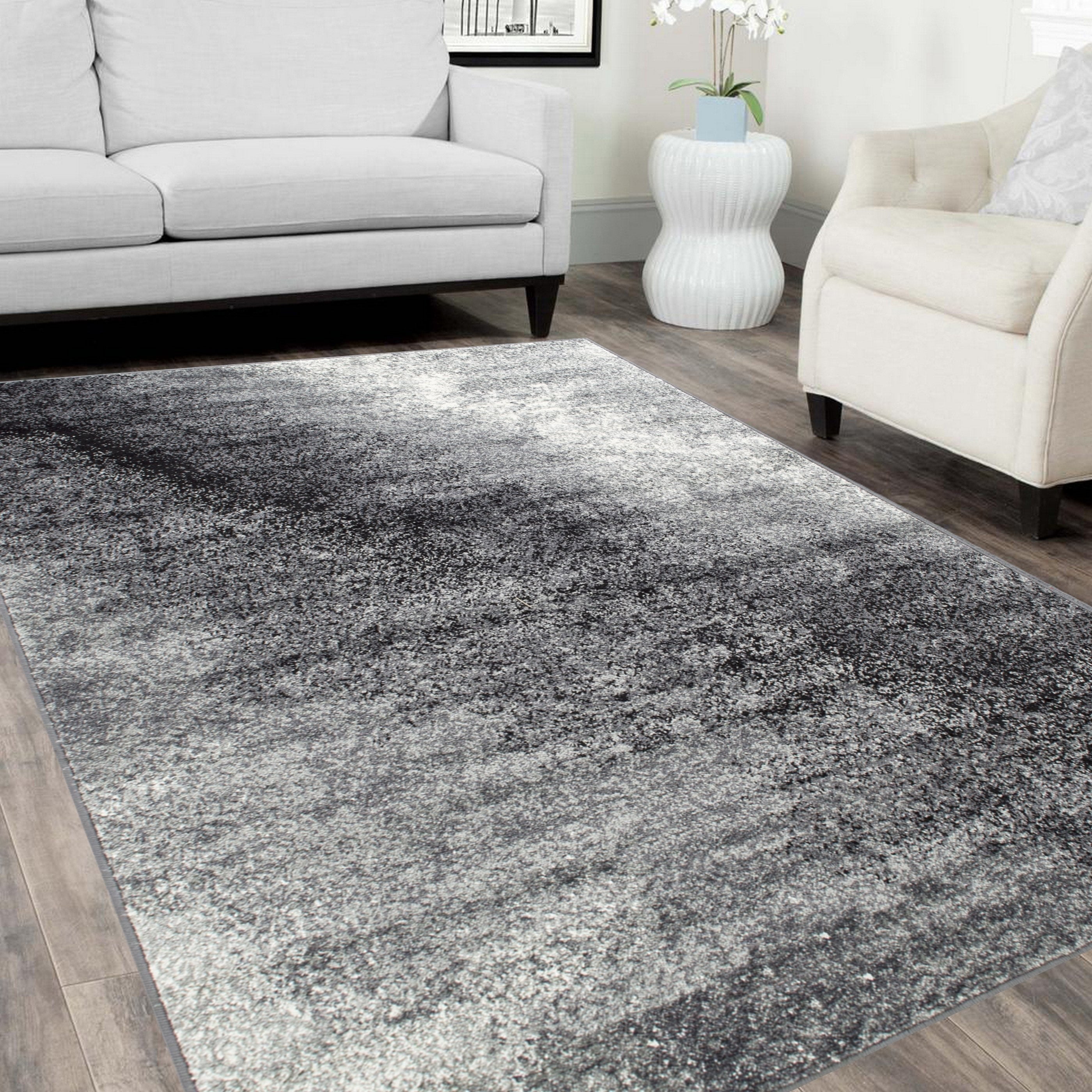 HR HANDCRAFT RUGS HR Contemporary Distressed Area Rug with Abstract ...