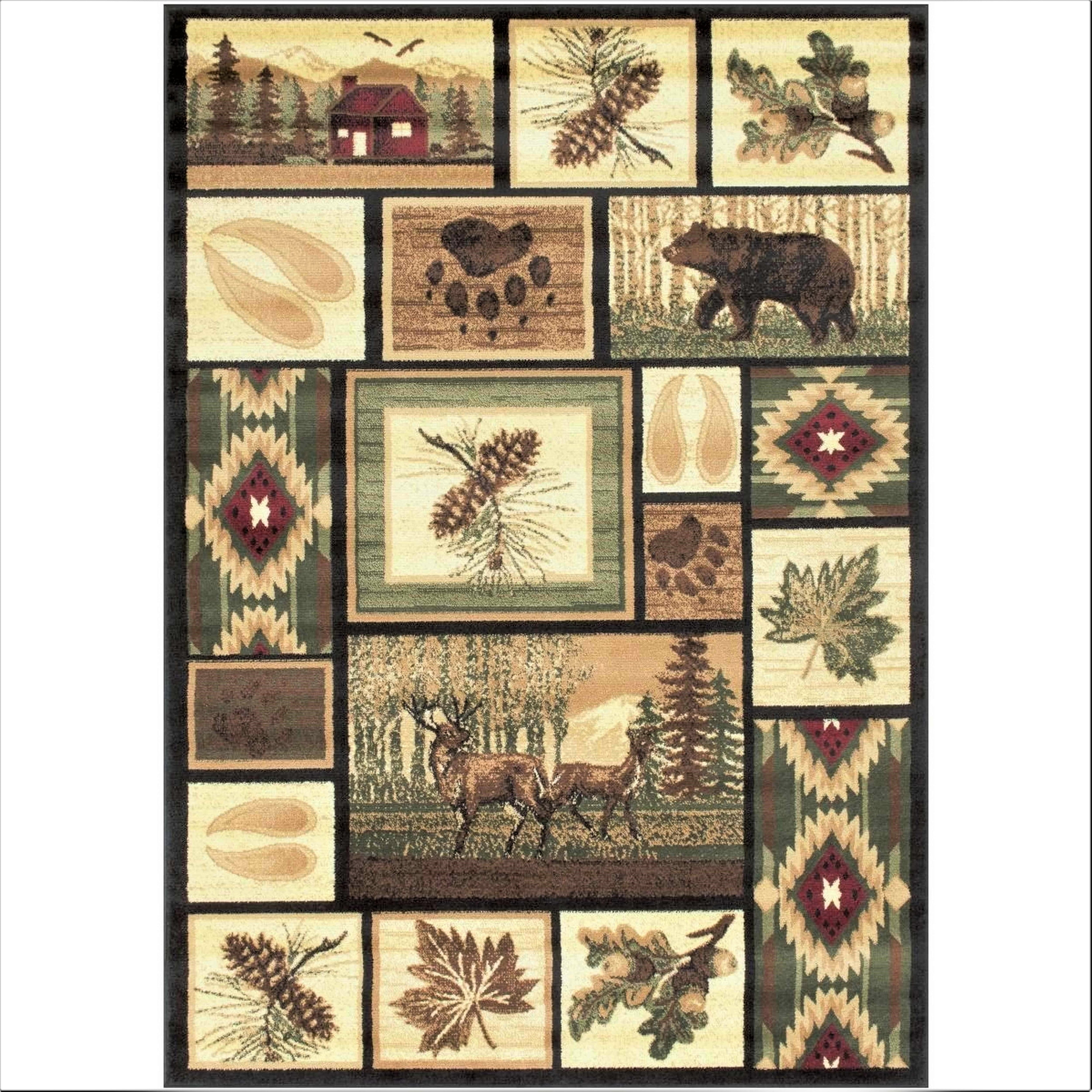 HR HANDCRAFT RUGS HR Lodge Nature and Animals Cabin Rug Chocolate ...