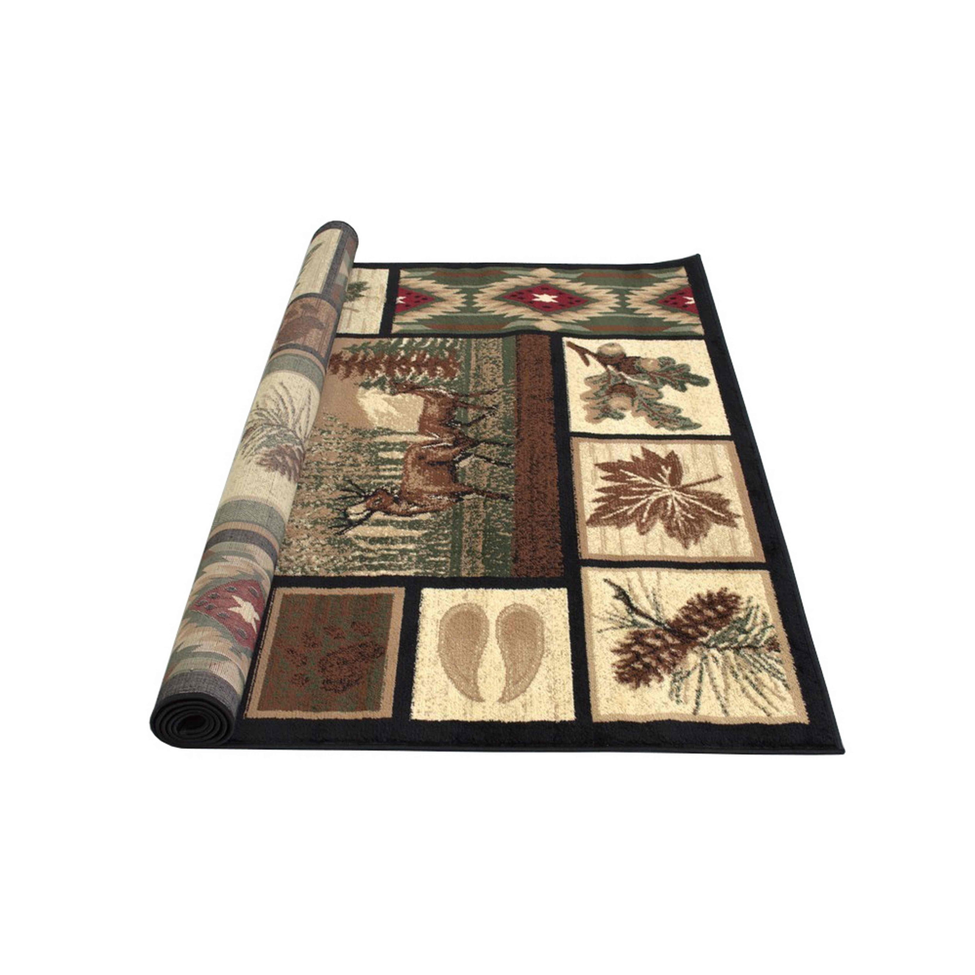 HR HANDCRAFT RUGS HR Lodge Nature and Animals Cabin Rug Chocolate ...