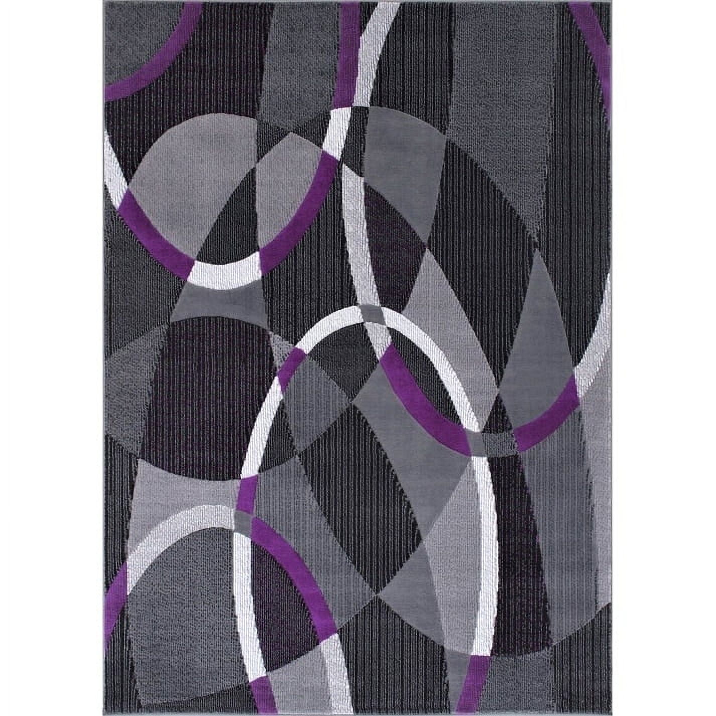 HR HANDCRAFT RUGS HR Purple, Grey, Silver, Black, Abstract Contemporary ...